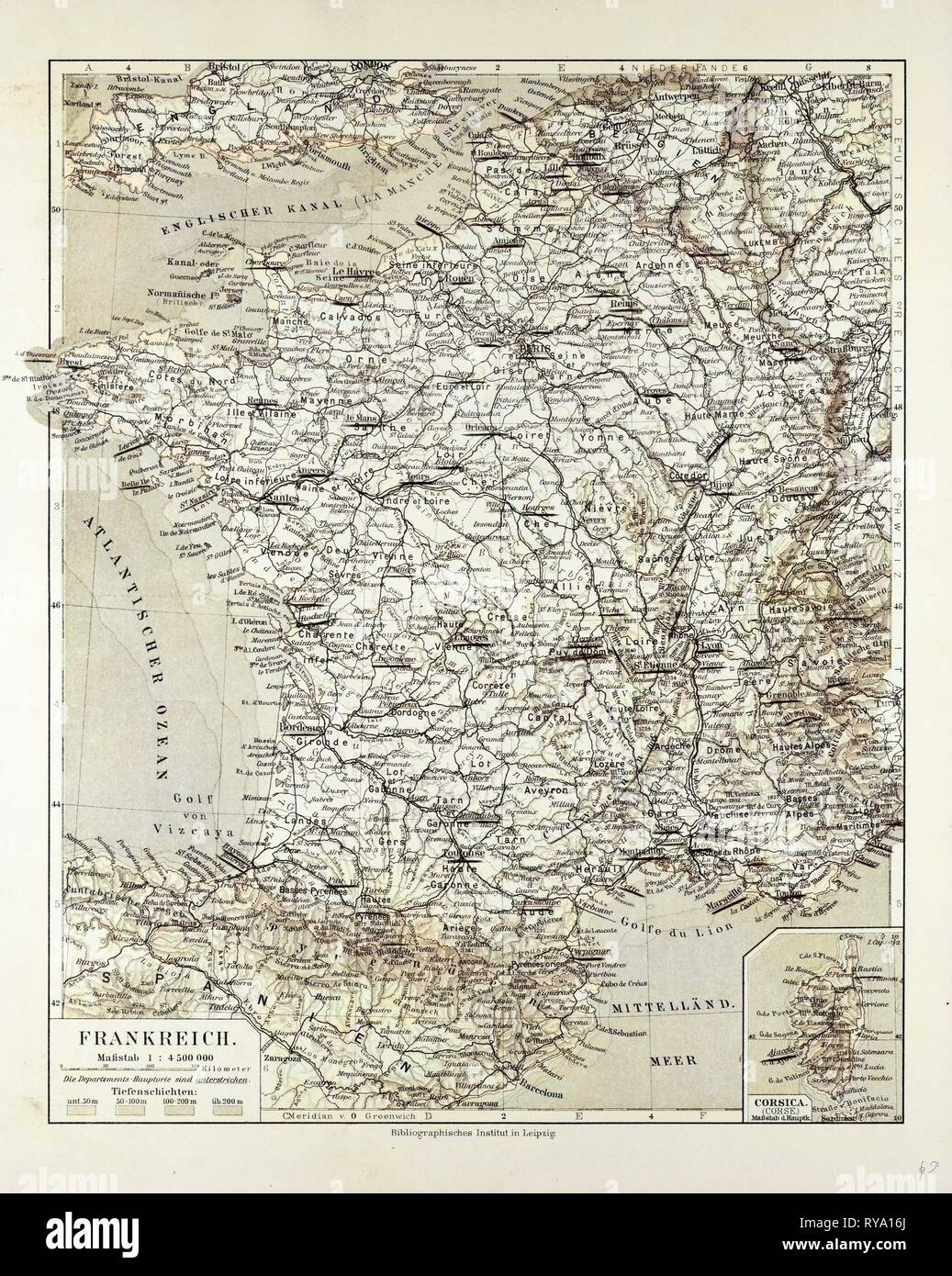 Map of France 1899 Stock Photo - Alamy
