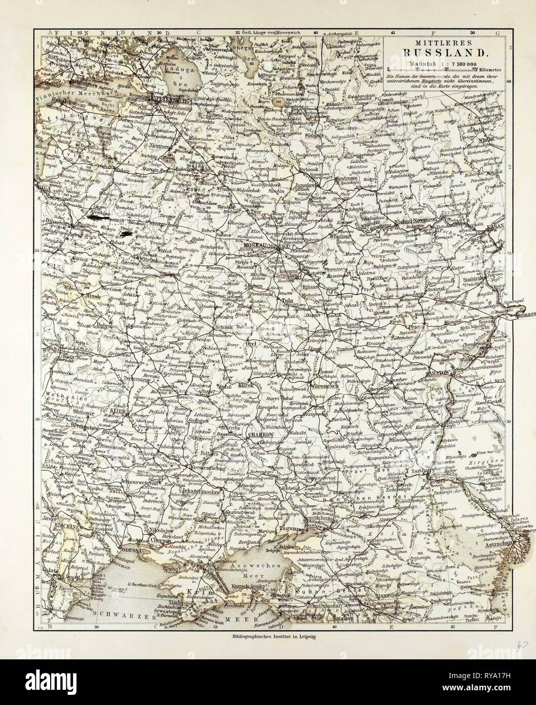 Map of Central Russia 1899 Stock Photo - Alamy