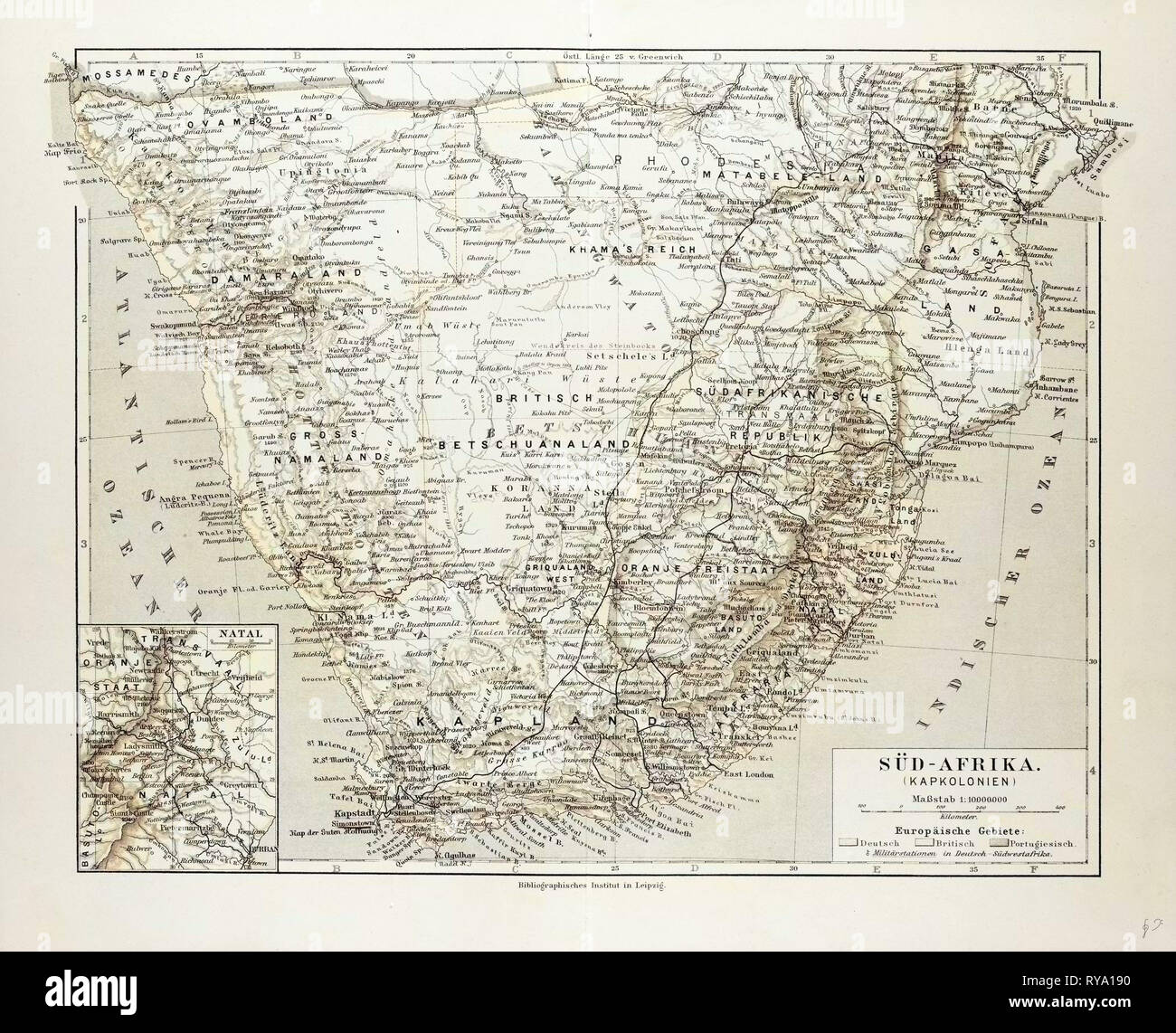 Map of South Africa 1899 Stock Photo - Alamy