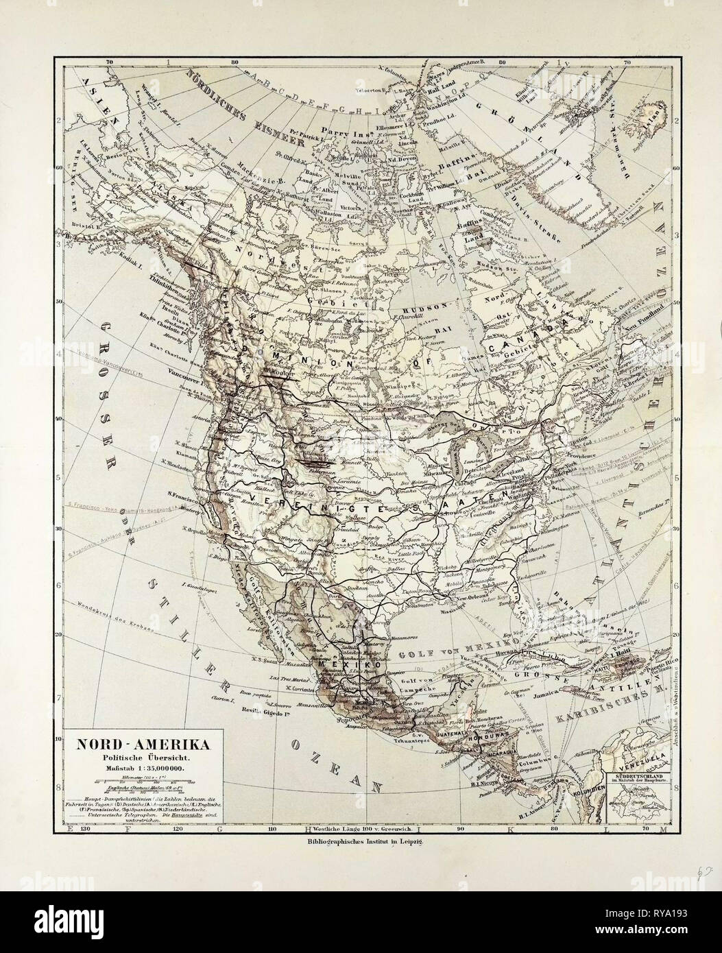 Map of North America 1899 Stock Photo - Alamy