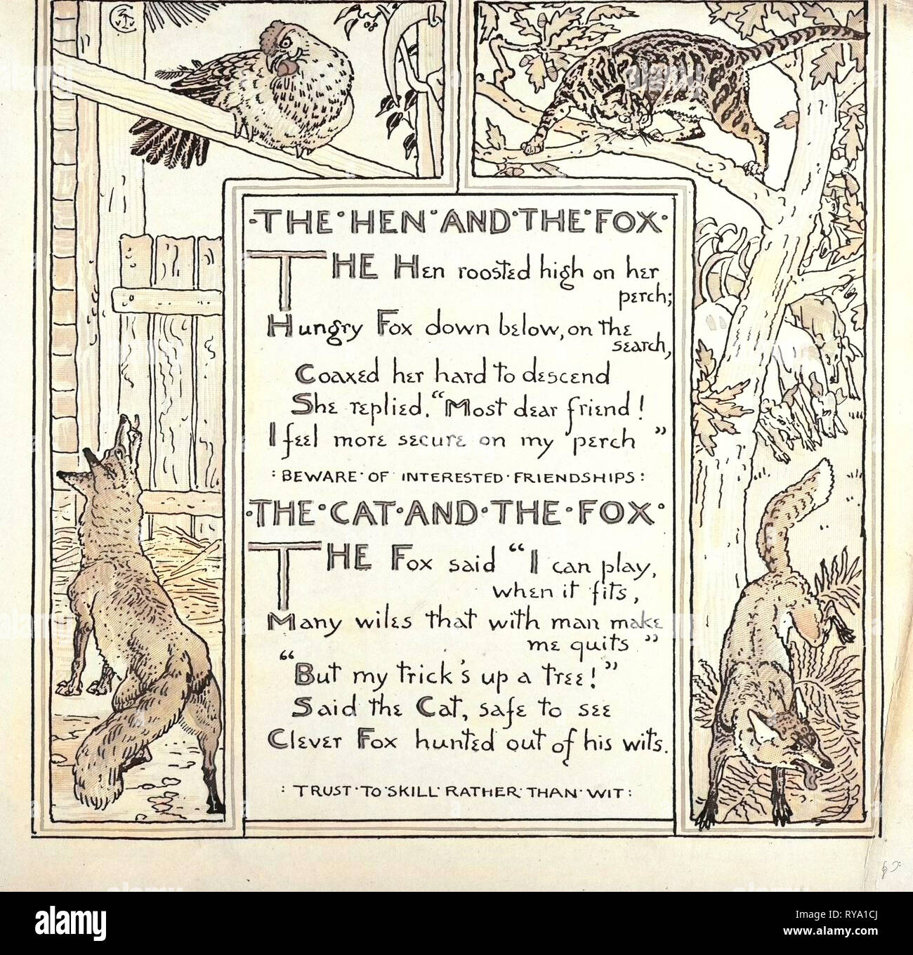 The Hen and the Fox the Cat and the Fox Stock Photo - Alamy