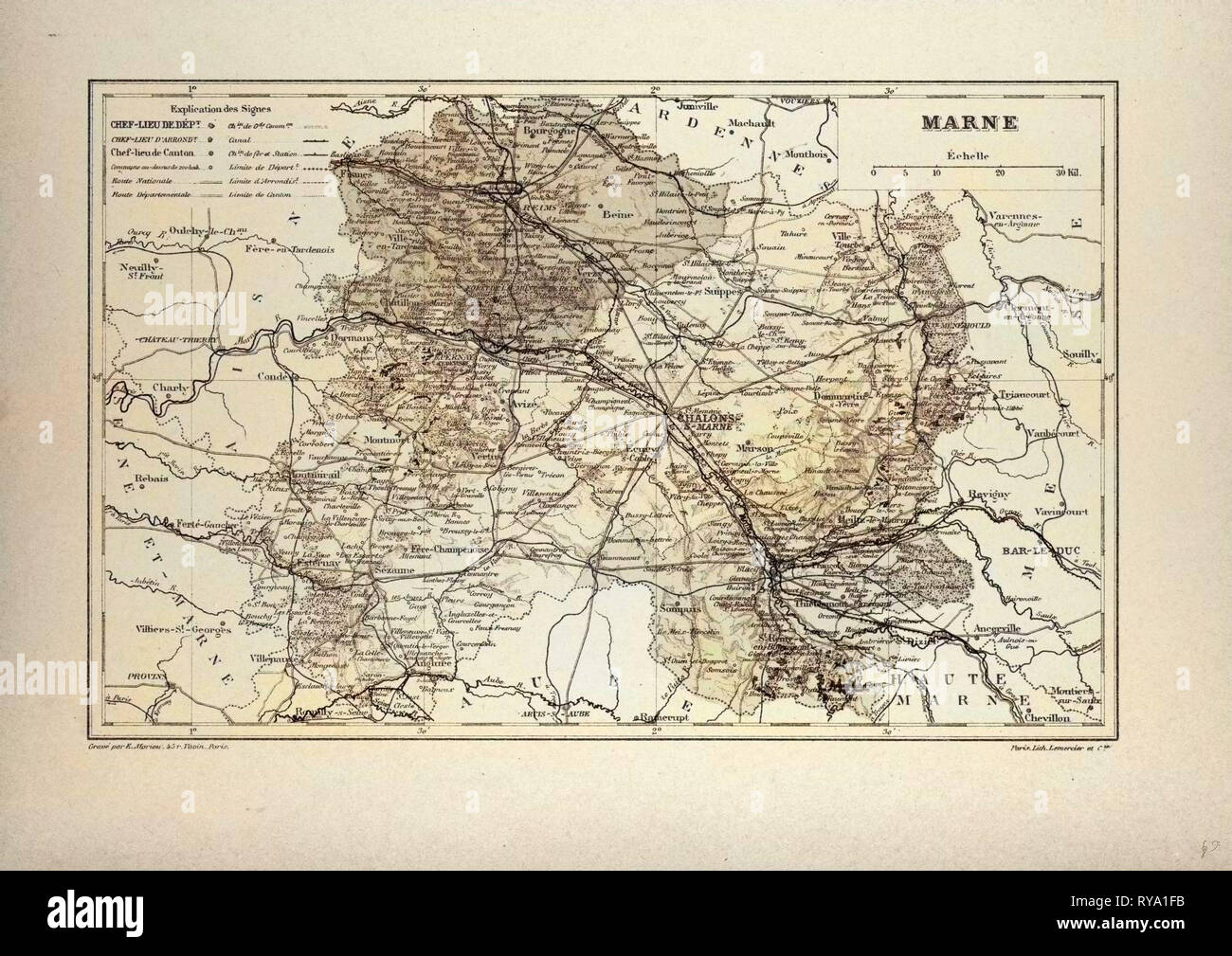 Map of Marne France Stock Photo - Alamy