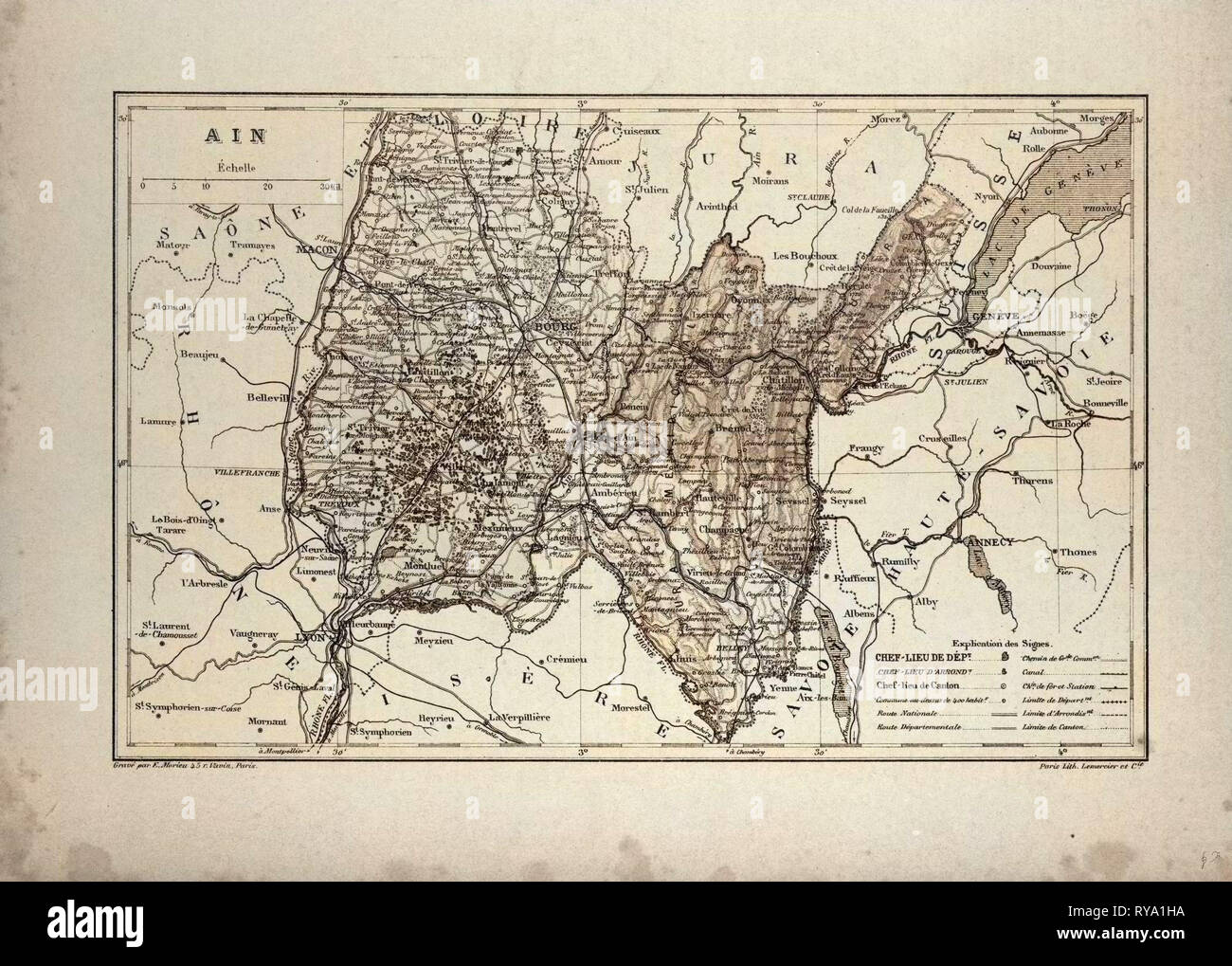 Map of Ain France Stock Photo - Alamy
