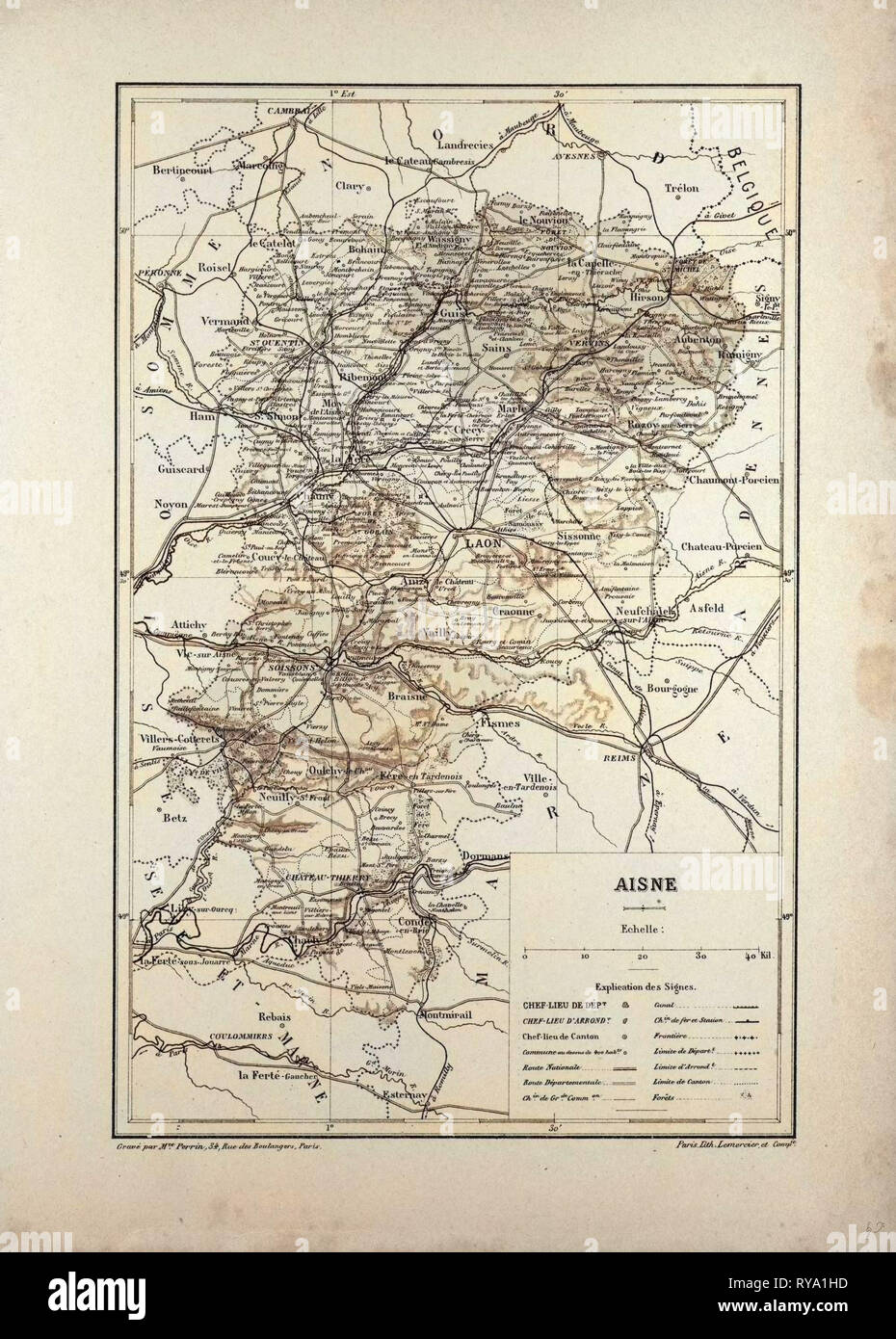 Map of Aisne France Stock Photo - Alamy