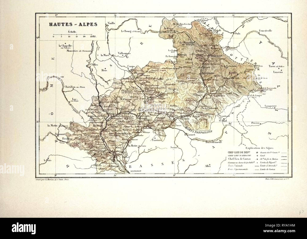 Map of Hautes-Alpes France Stock Photo - Alamy
