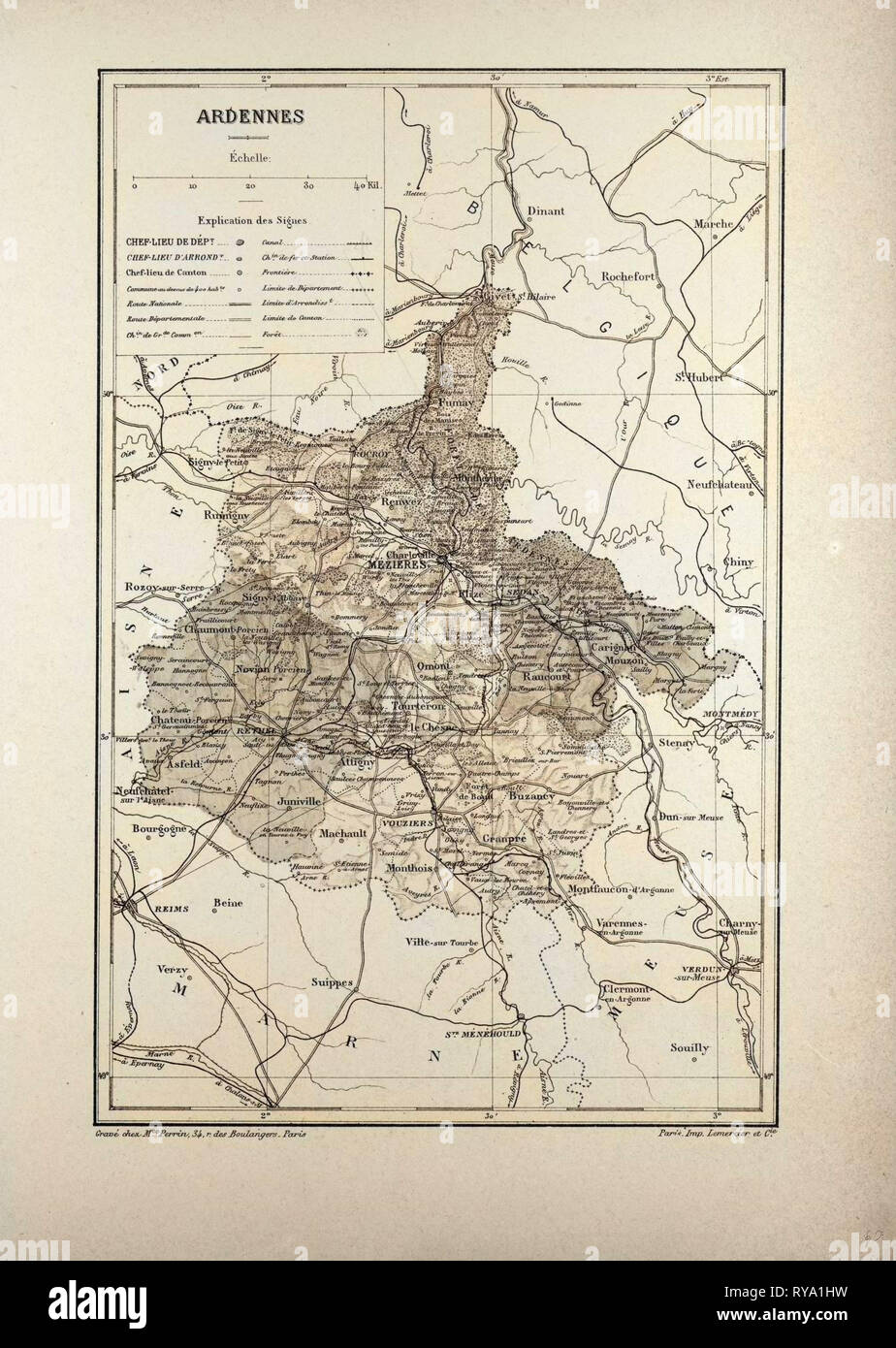 Ardennes map hi-res stock photography and images - Alamy