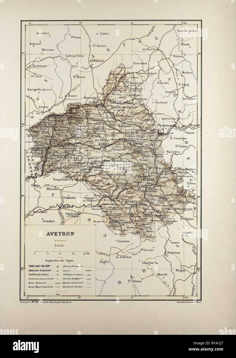 Map of Aveyron France Stock Photo - Alamy