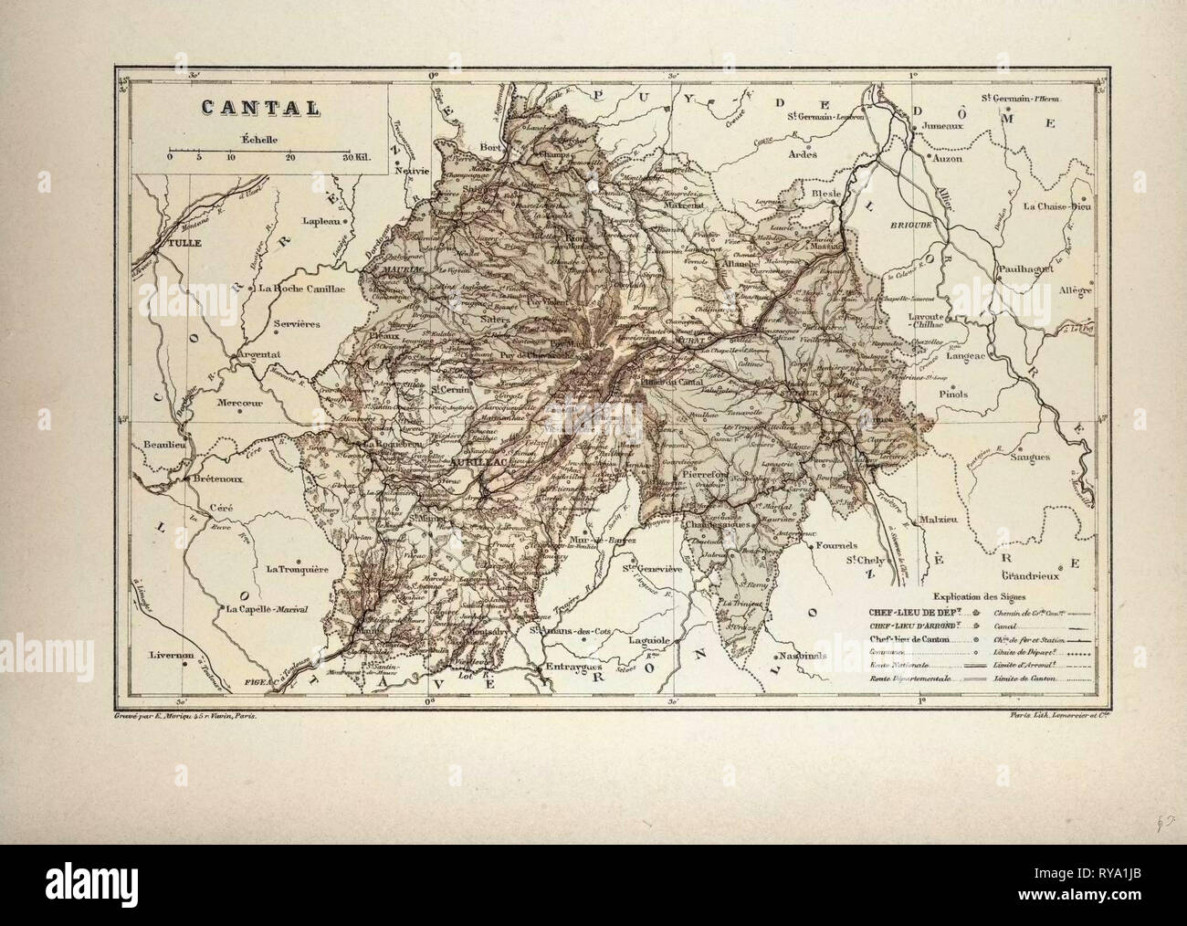 Map of cantal hi-res stock photography and images - Alamy
