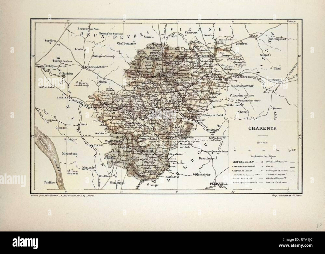 Map of Charente France Stock Photo - Alamy