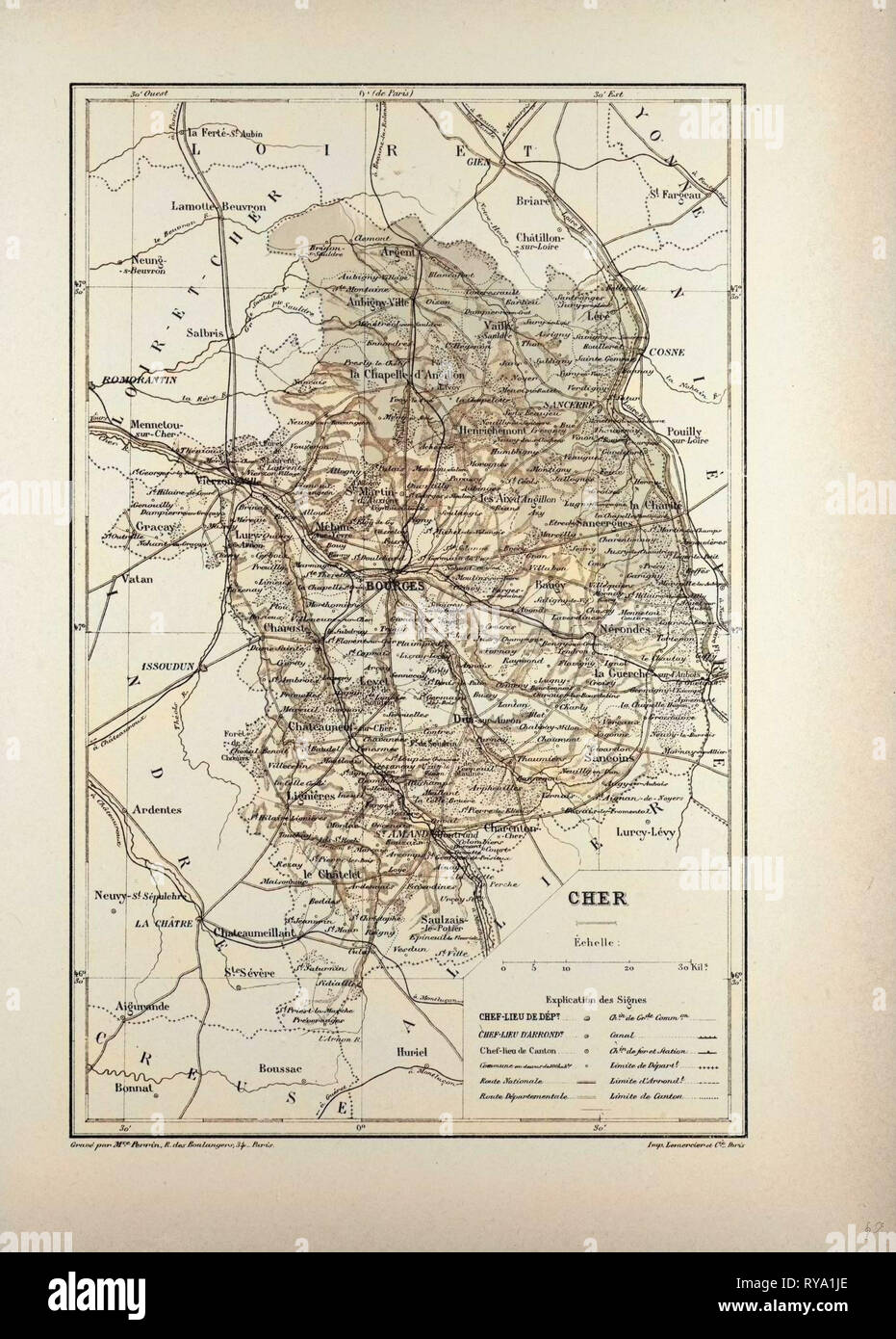 Map of Cher France Stock Photo - Alamy