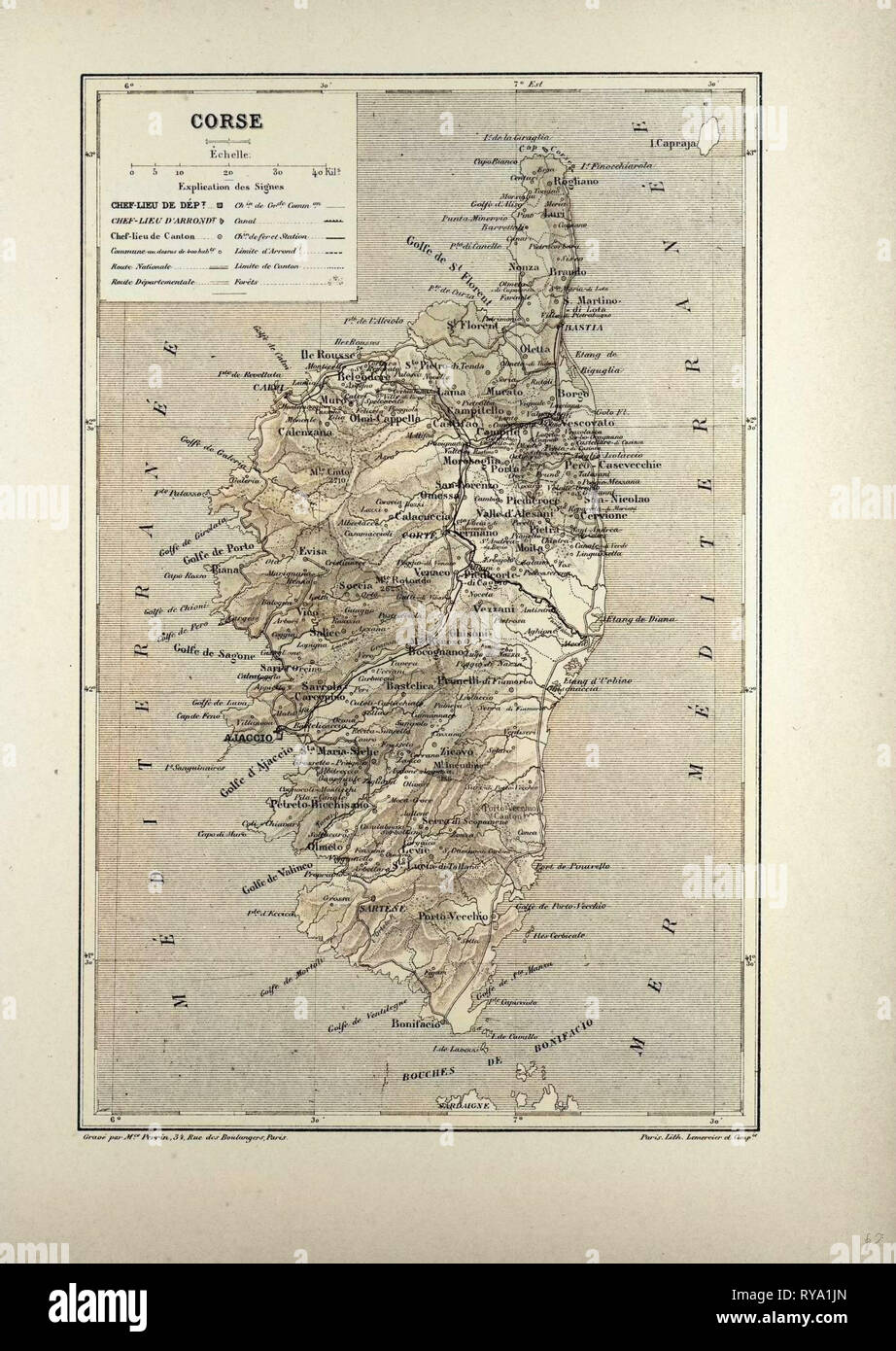 Map of Corse France Stock Photo - Alamy