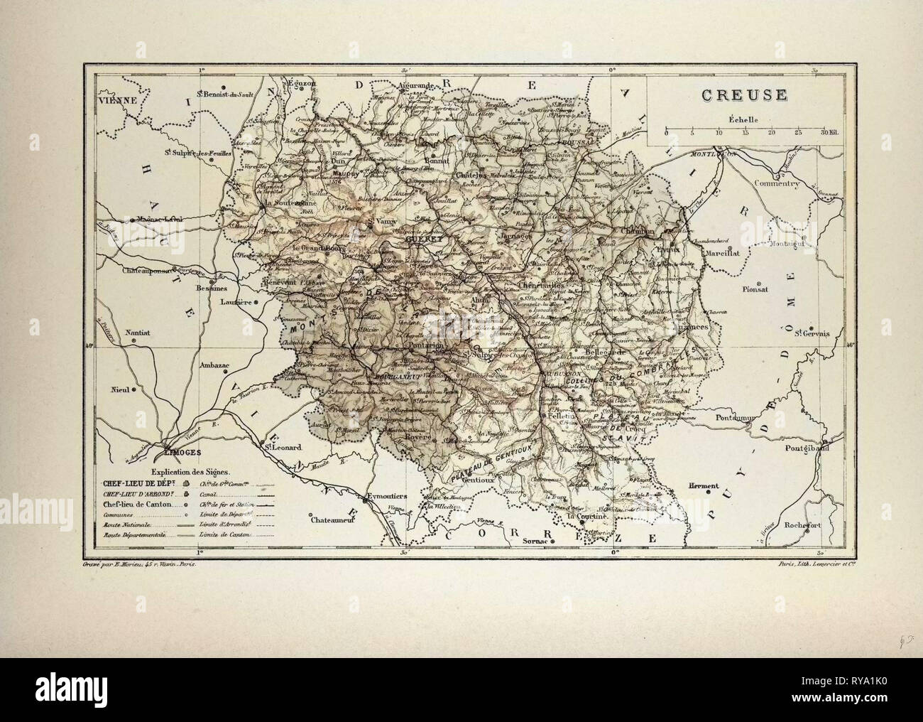 Map of Creuse France Stock Photo - Alamy