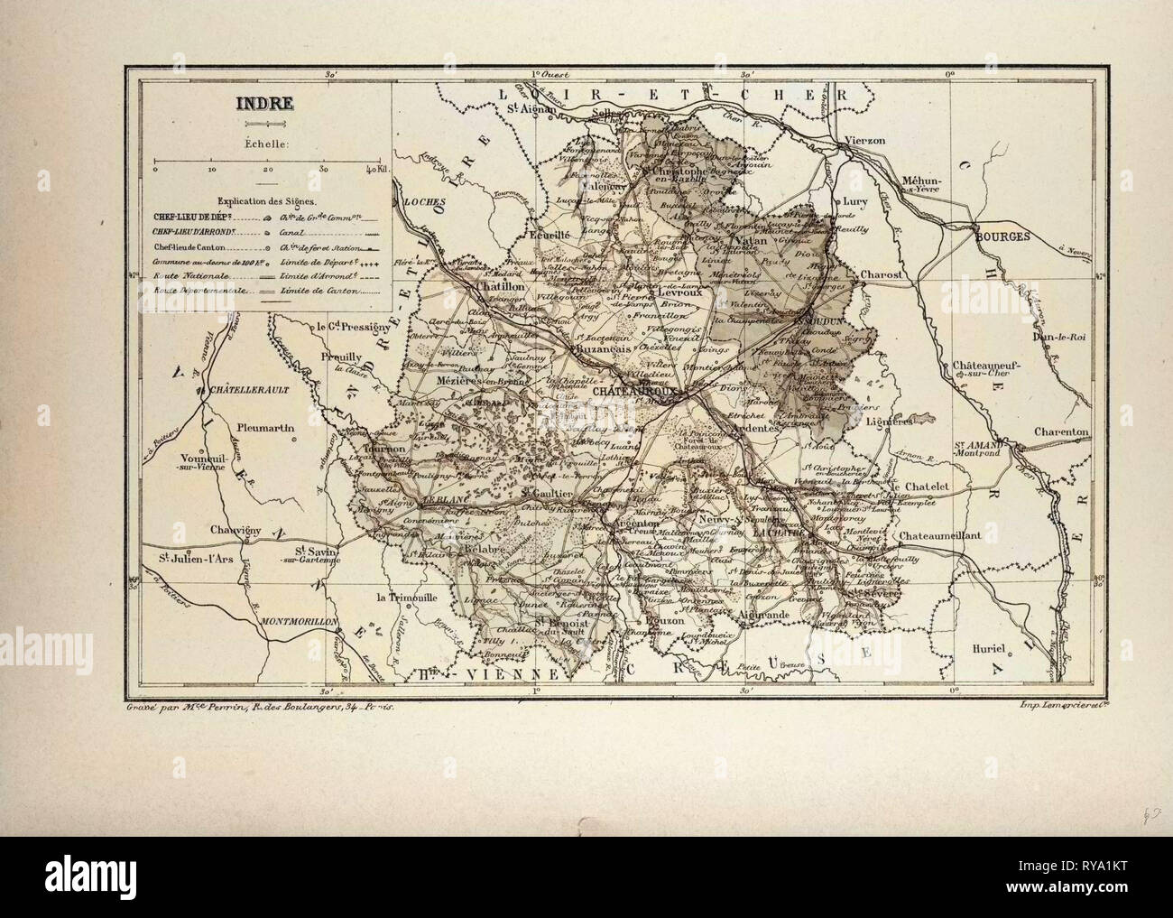 Map of Indre France Stock Photo - Alamy