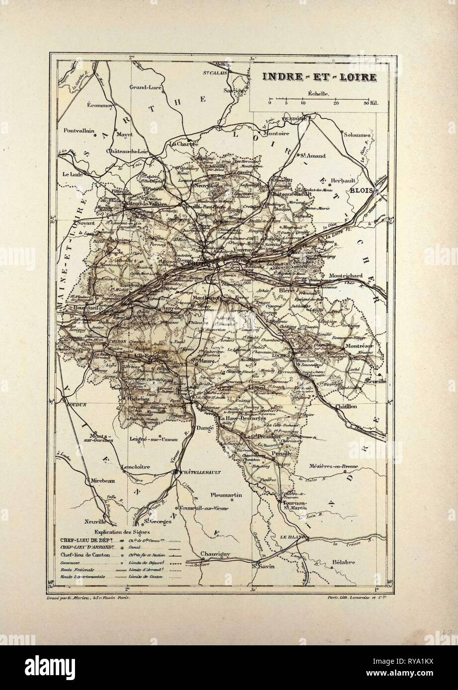 Map of Indre-Et-Loire France Stock Photo - Alamy