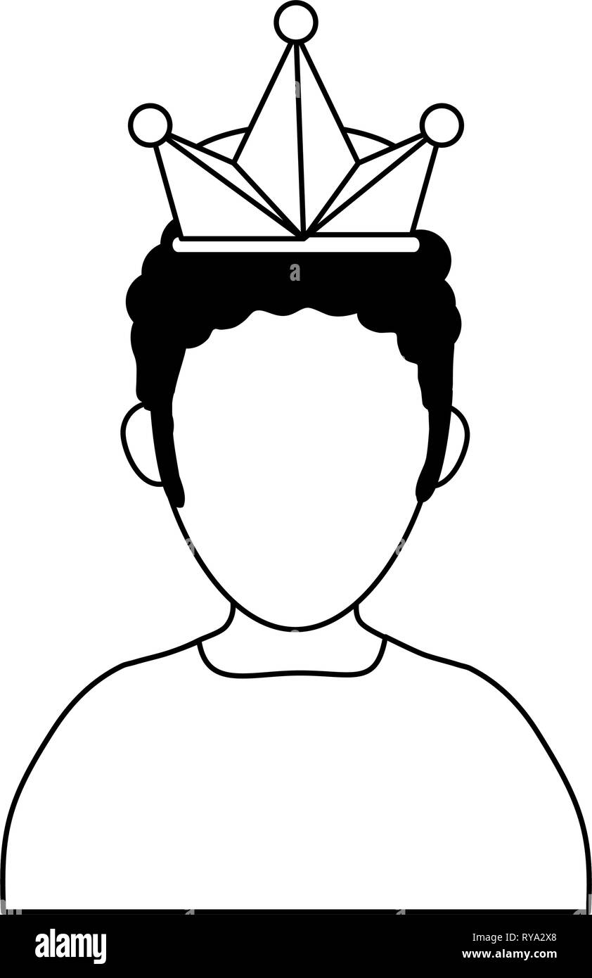 Man with crown avatar in black and white Stock Vector Image & Art - Alamy