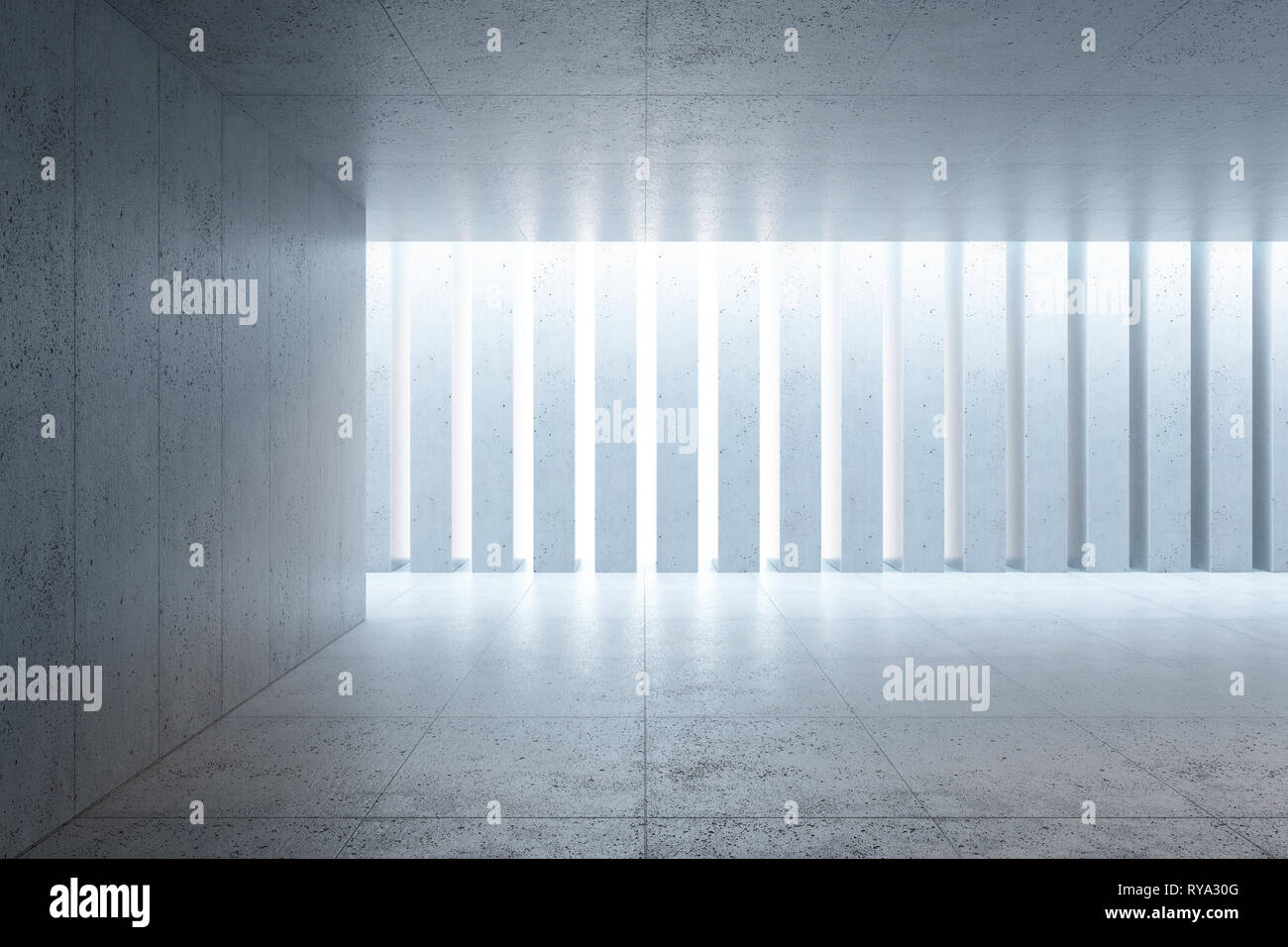 modern concrete space interior, 3d rendering Stock Photo - Alamy