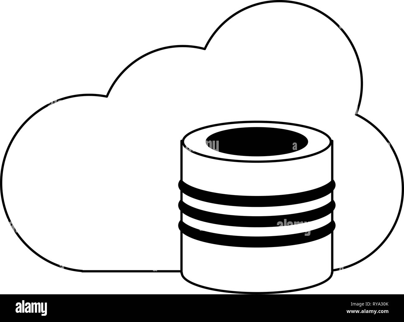 Cloud Computing Database Symbol In Black And White Stock Vector Image
