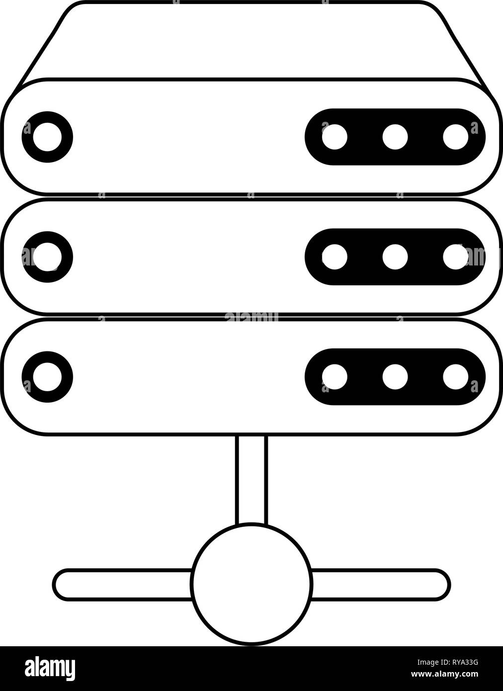 database servers technology symbol in black and white Stock Vector ...