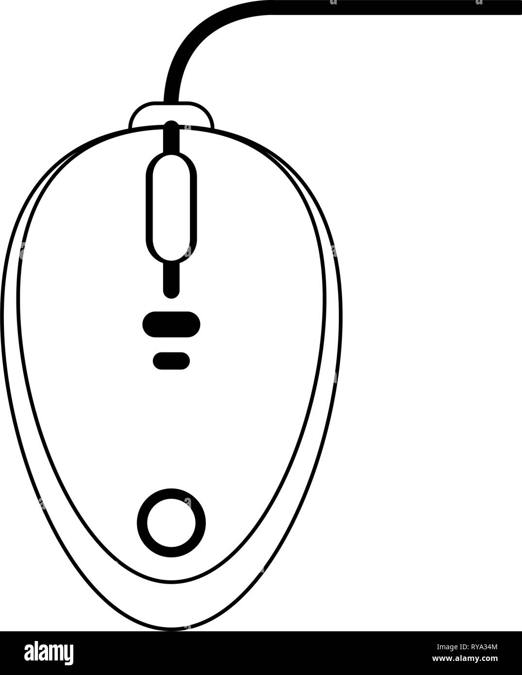 Computer mouse technlogy device in black and white Stock Vector Image ...