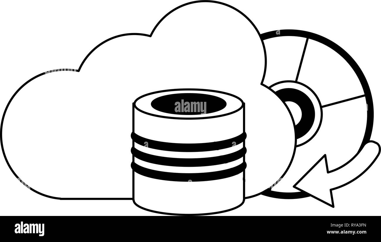 Cloud computing technology in black and white Stock Vector Image & Art ...