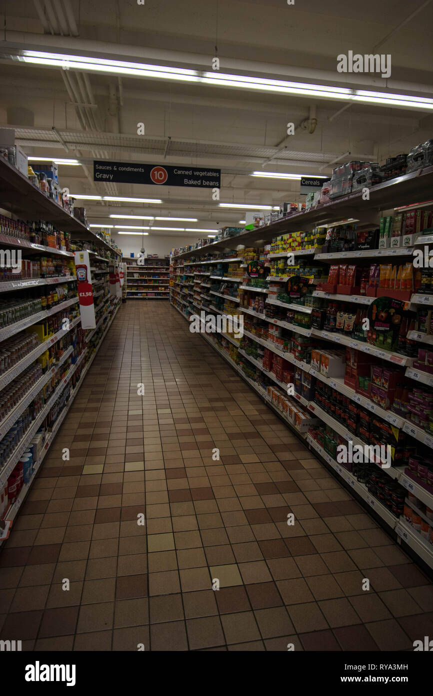 shopping isles in Sainsburys Supermarket Northampton UK isle shelf ...