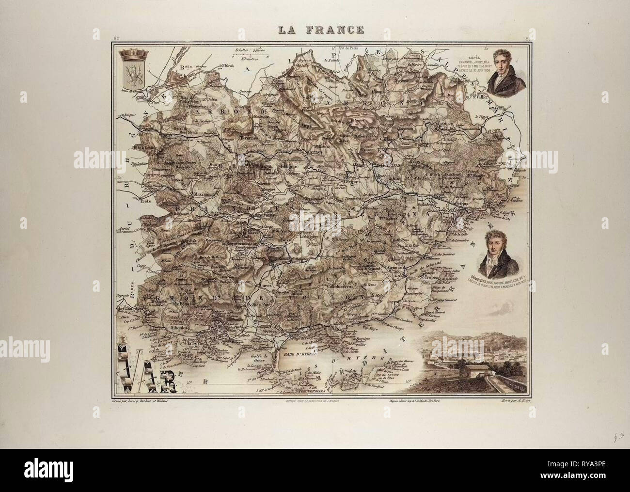 Map of Var 1896 France Stock Photo - Alamy