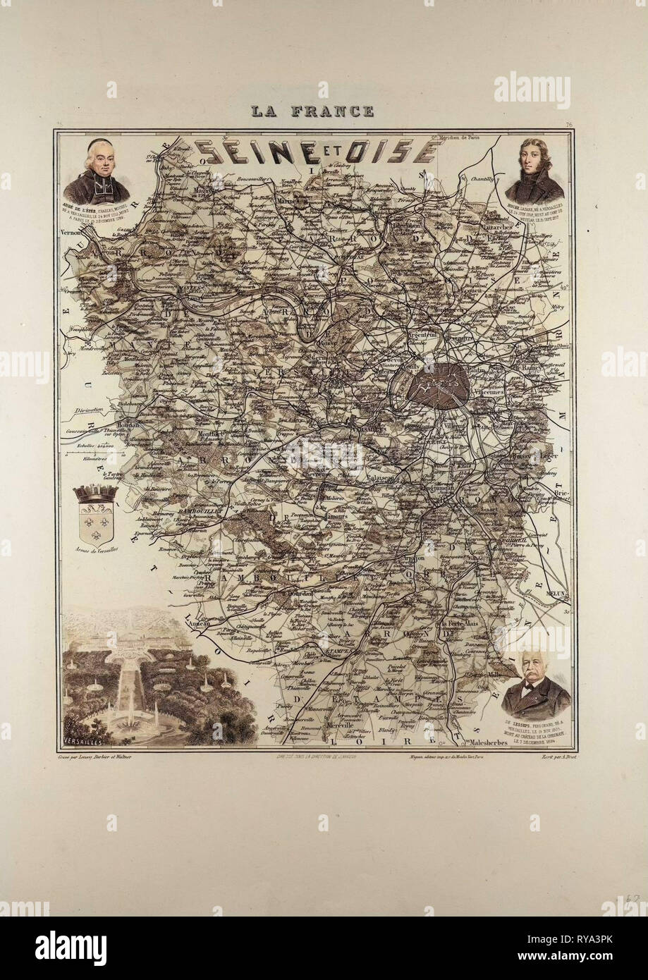 Map of Seine and Oise 1896 France Stock Photo - Alamy