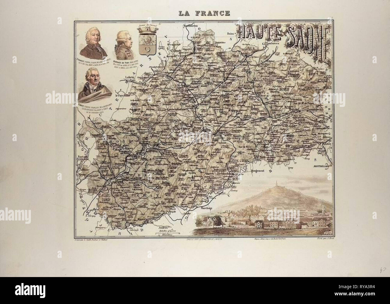 Map of Haute Saône 1896 France Stock Photo - Alamy