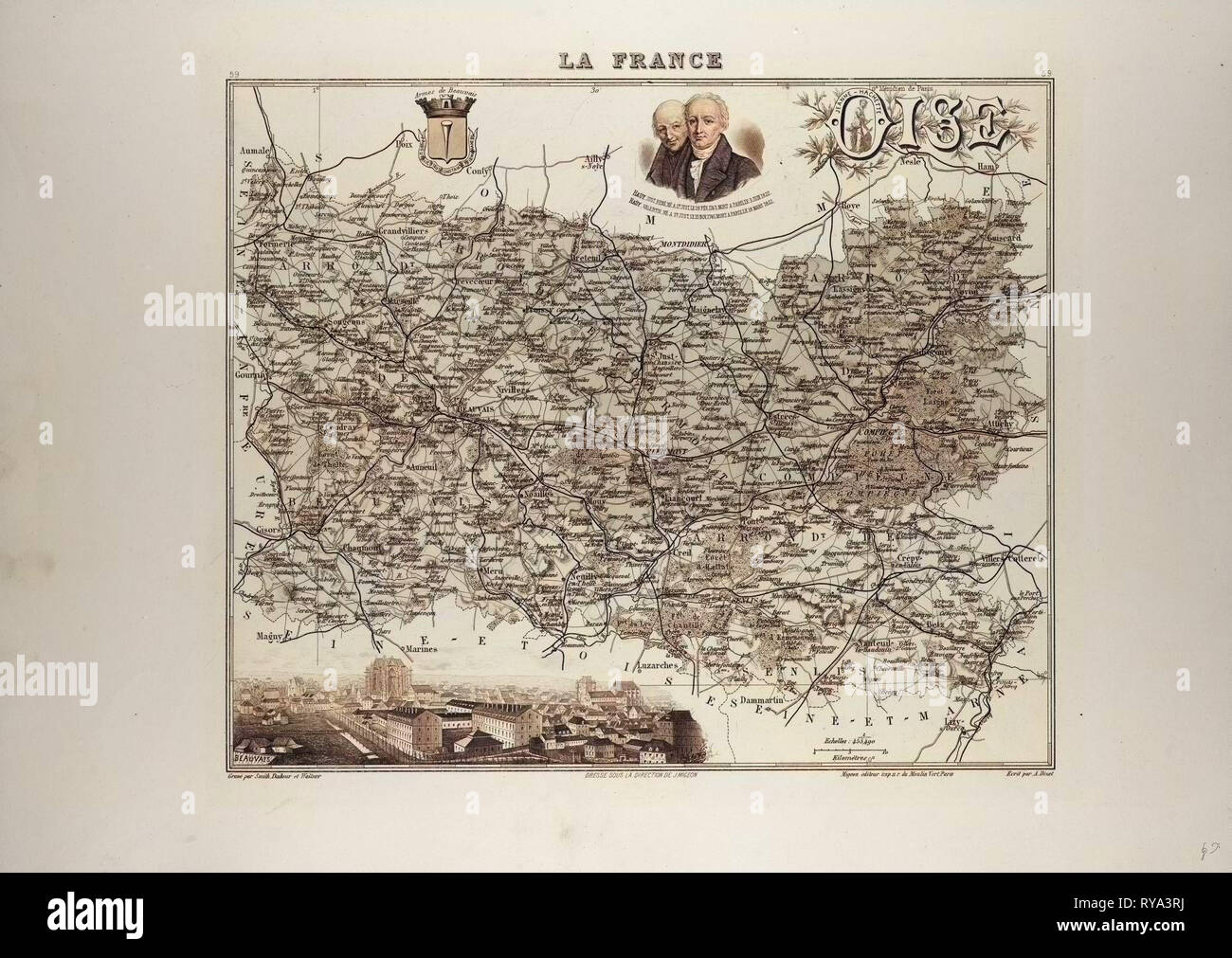 Map of Oise 1896 France Stock Photo - Alamy