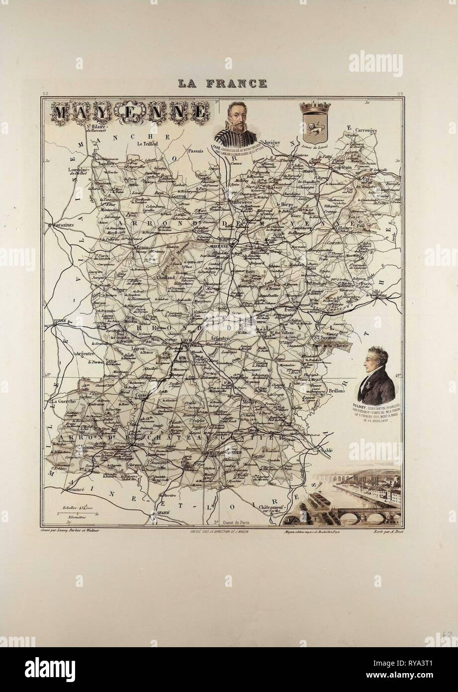 Map of Mayenne 1896 France Stock Photo - Alamy