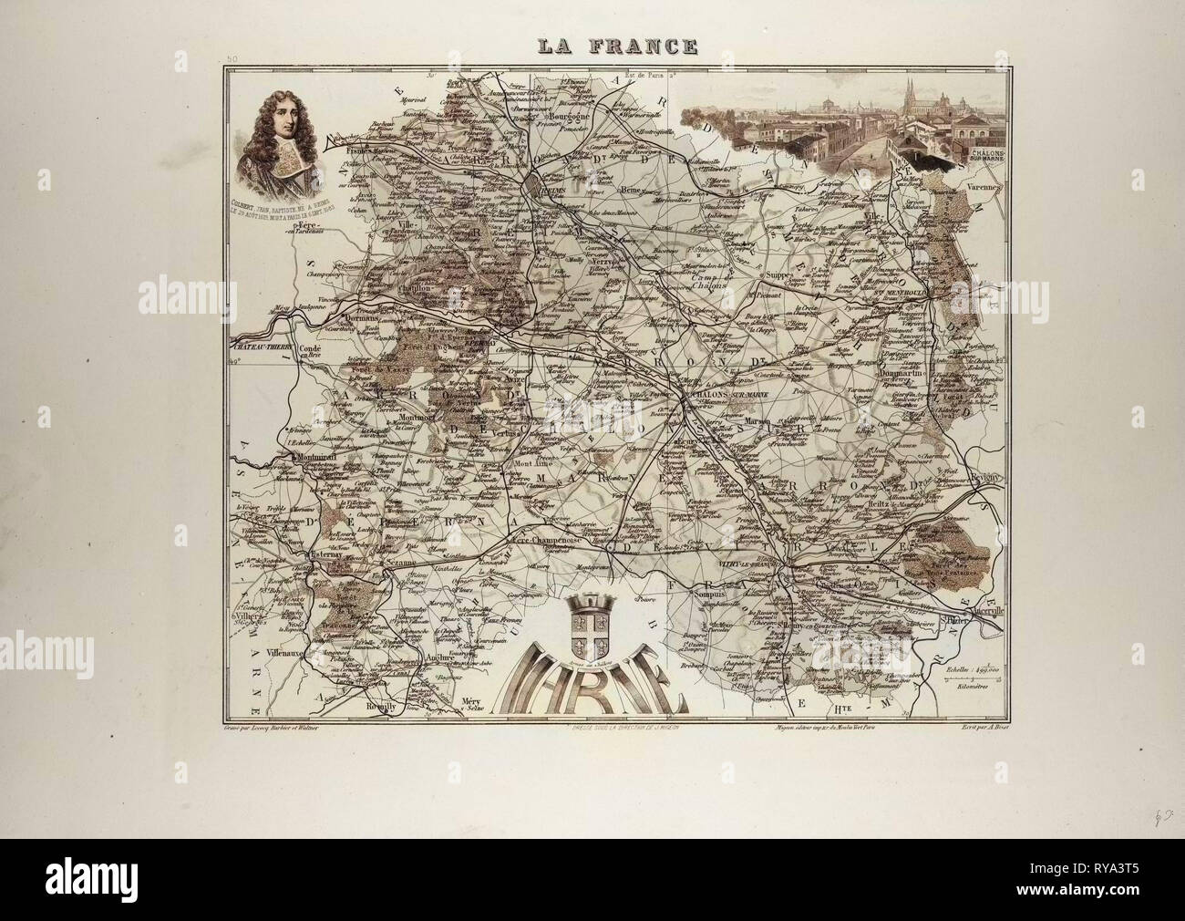 Map of Marne 1896 France Stock Photo - Alamy