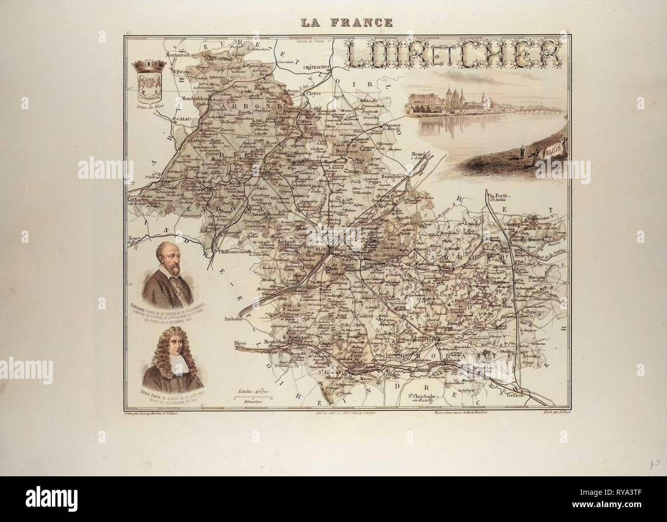 Map of Loir and Cher 1896 France Stock Photo - Alamy