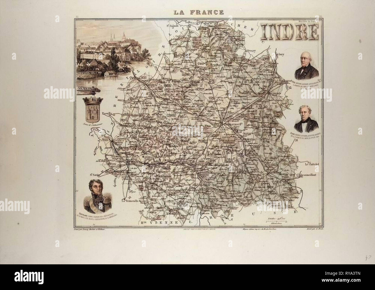Map of Indre 1896 France Stock Photo - Alamy