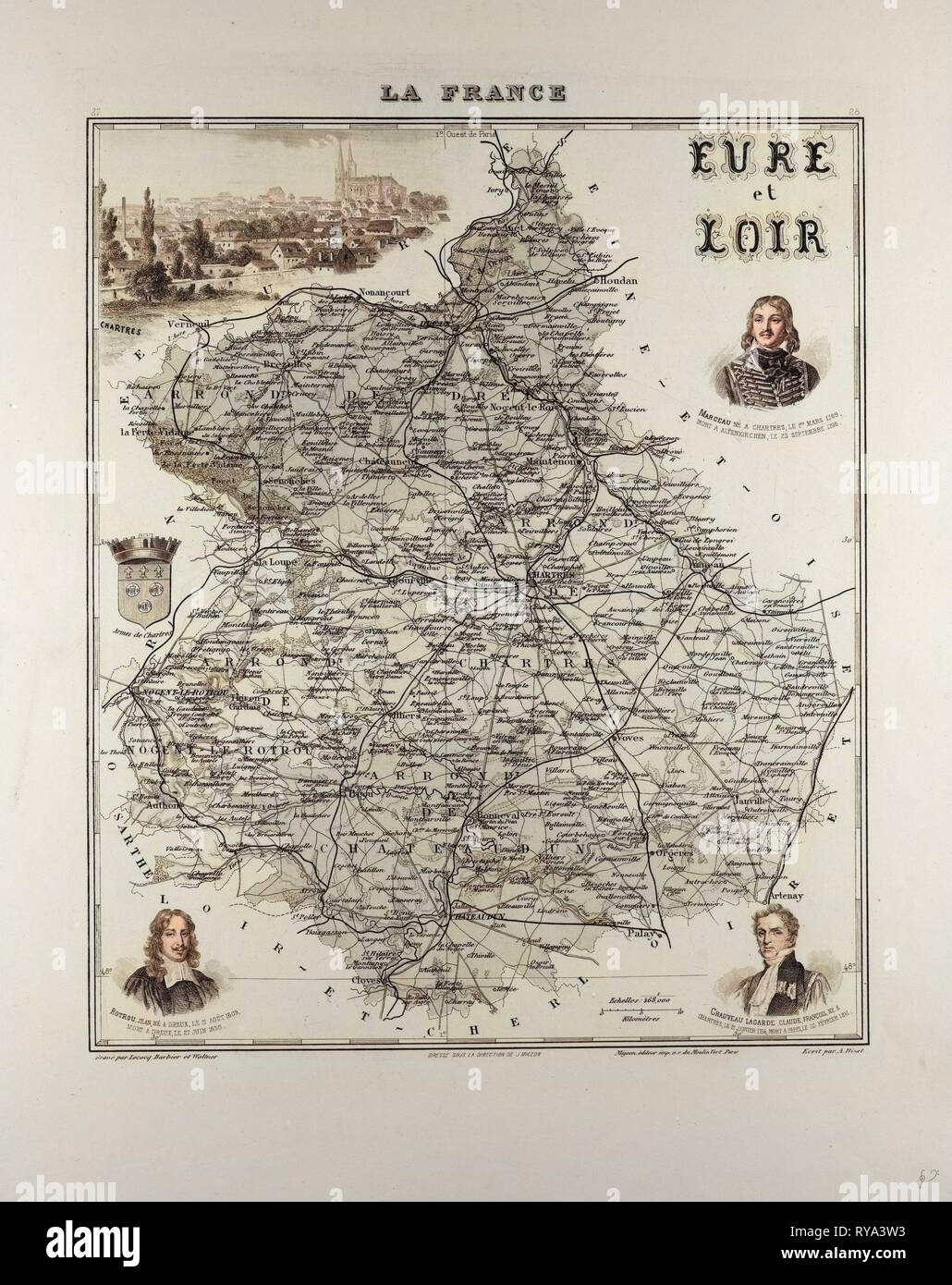 Map of Eure and Loir 1896 France Stock Photo - Alamy