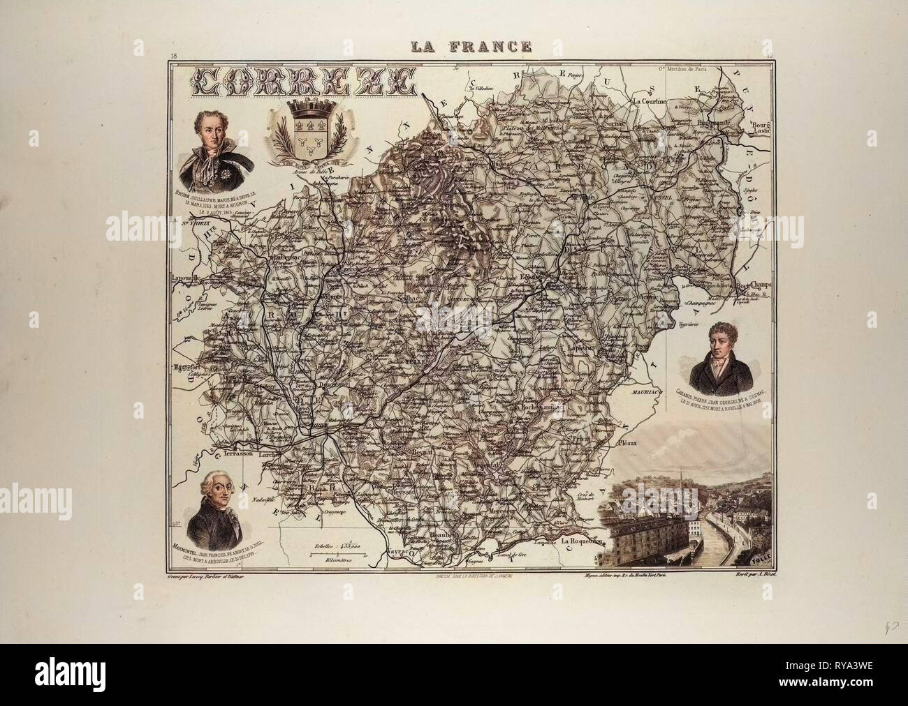 Map of Correze 1896 France Stock Photo - Alamy