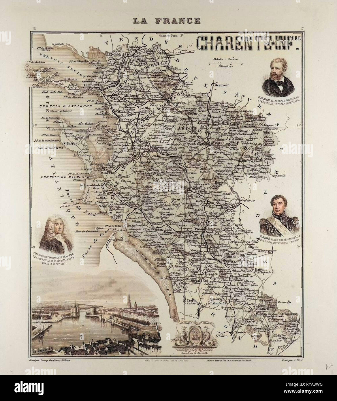 Map of Charente-Inferieure 1896 France Stock Photo - Alamy