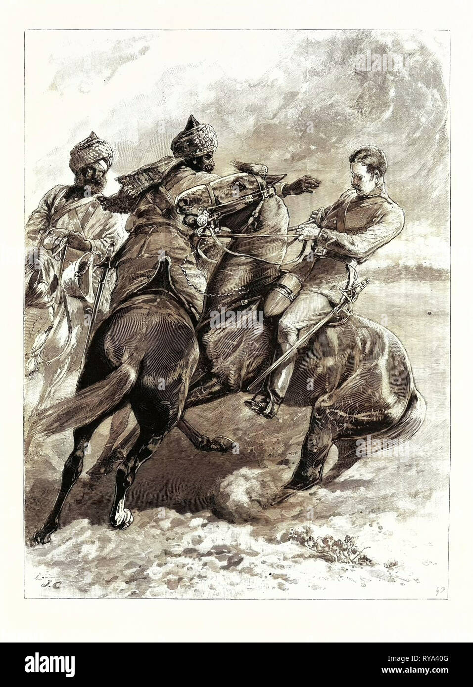 The Cavalry Manoeuvres at Attock India-Native Cavalry Stopping a Scout ...