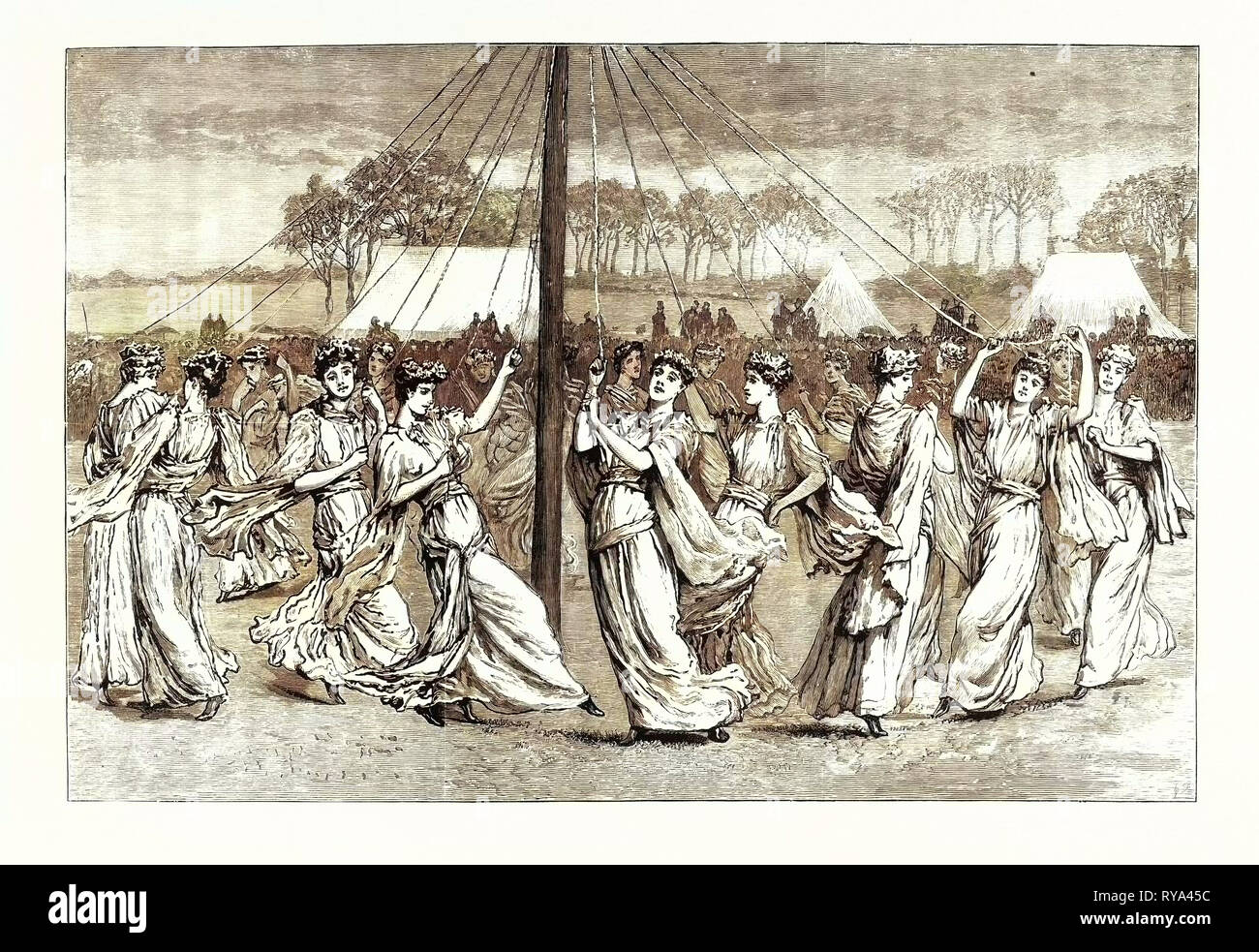 May-Day Festivities: Plaiting the May-Pole at St. Mary Cray UK Stock ...