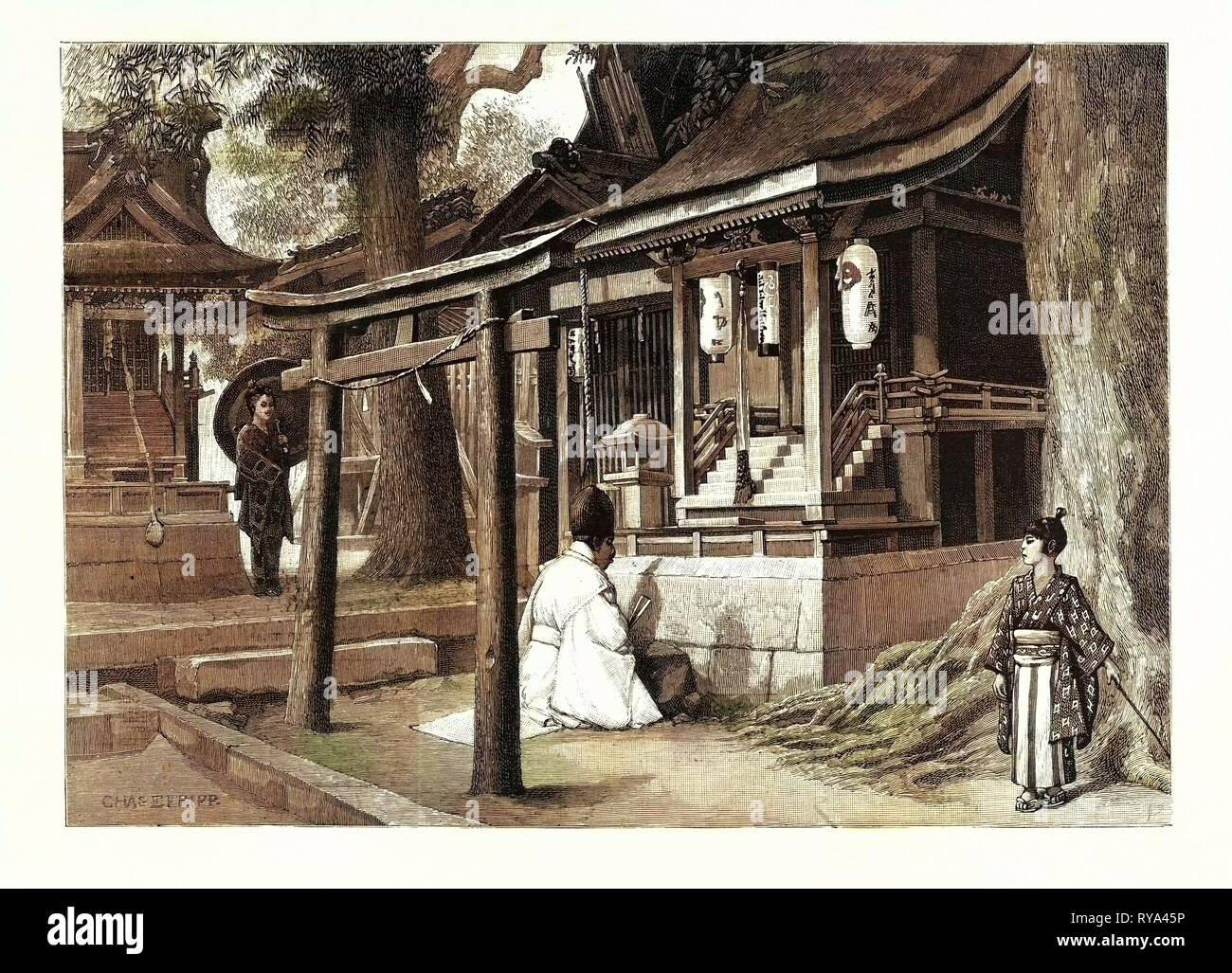 A Priest Before a Fox Shrine Japan. In Japan the Fox is Regarded with ...