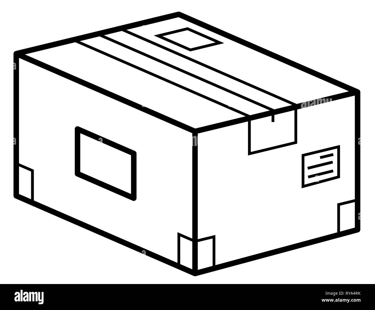 Package Cardboard Box Symbol Black Vector Illustration Horizontal Isolated Stock Vector Image