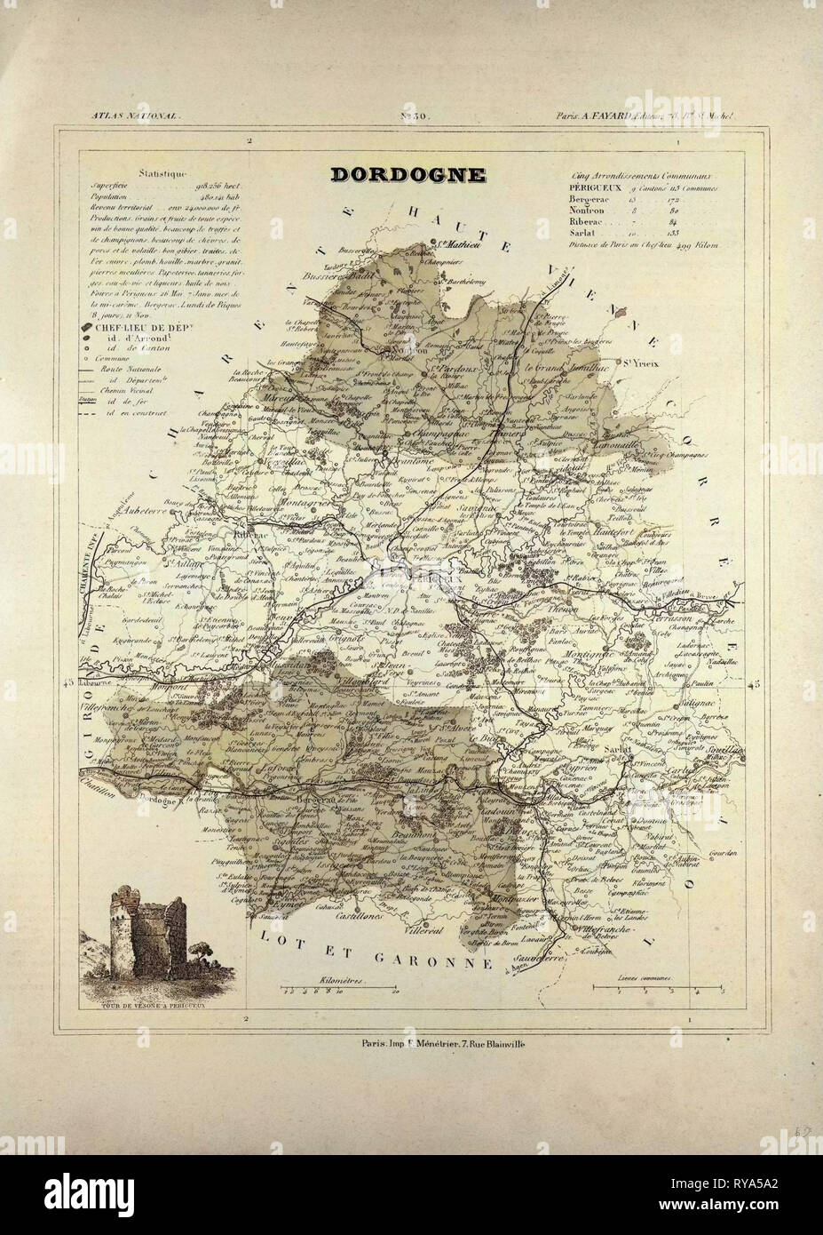 Map of Dordogne France Stock Photo - Alamy