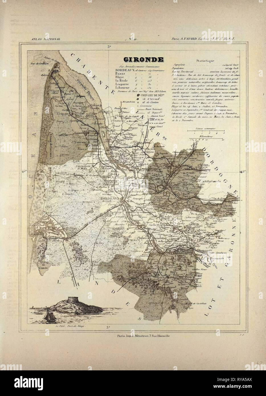 Map of Gironde France Stock Photo - Alamy