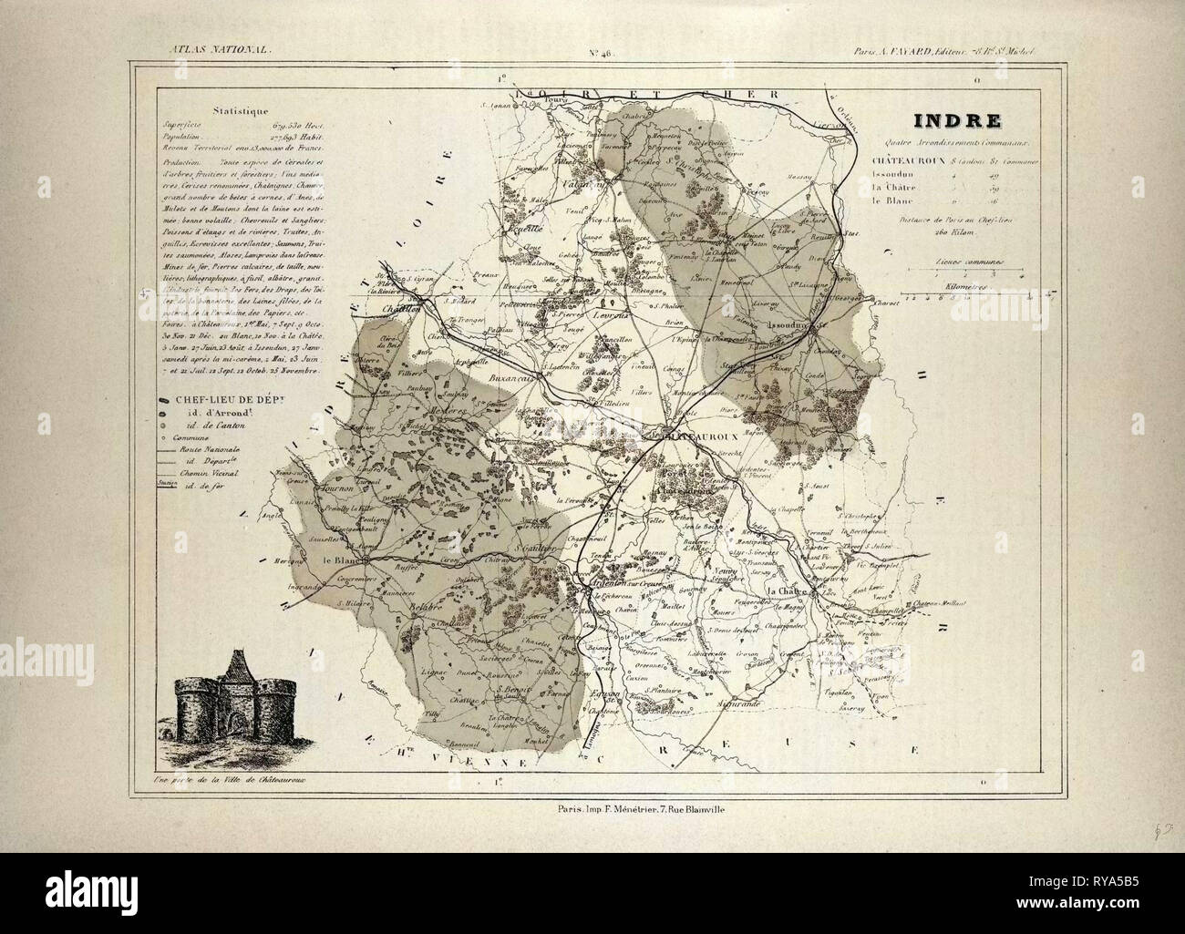 Map of Indre France Stock Photo - Alamy