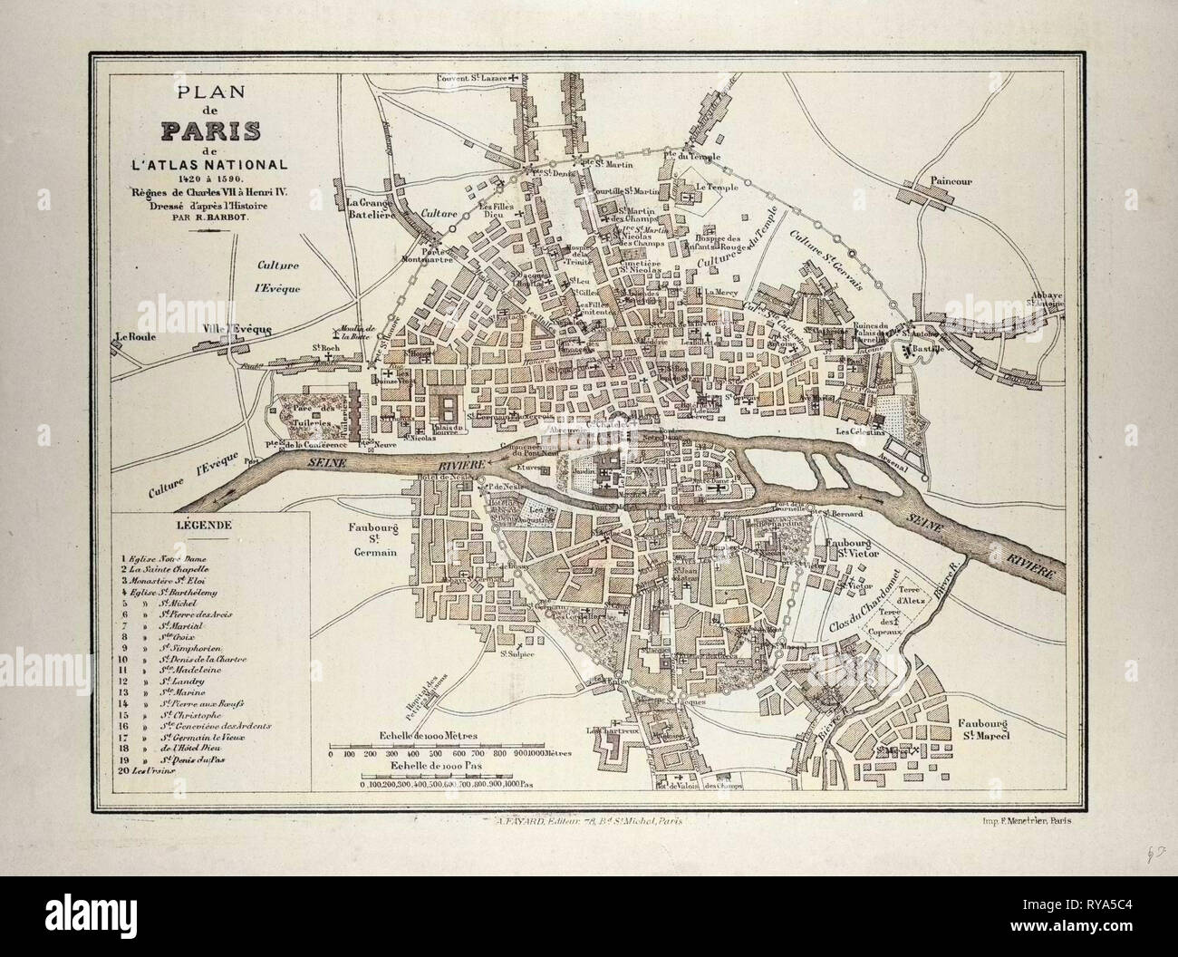 Retro map of paris hi-res stock photography and images - Alamy
