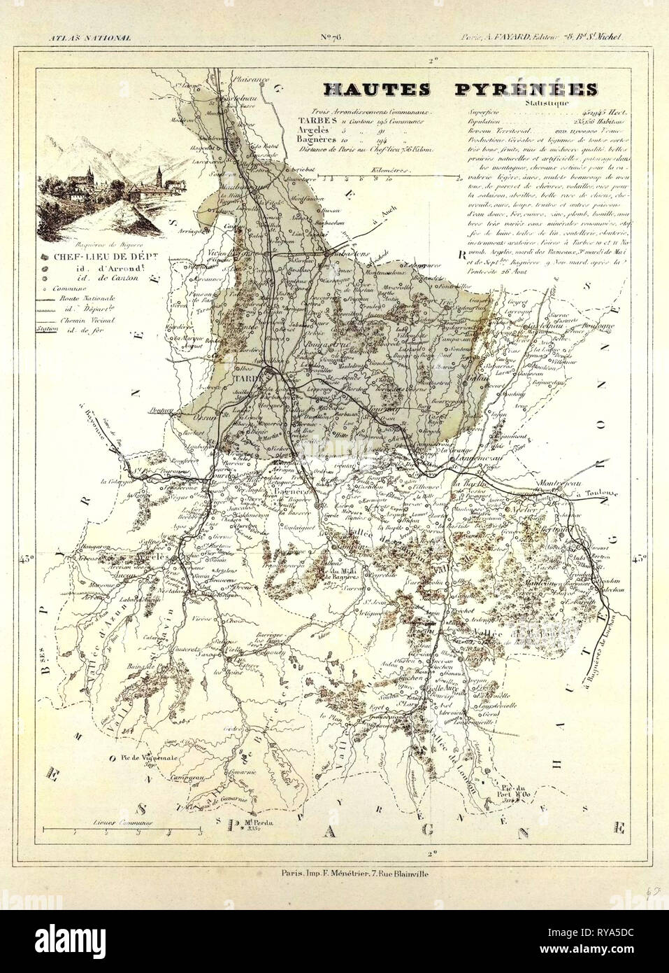Map of Hautes Pyrénées France Stock Photo - Alamy