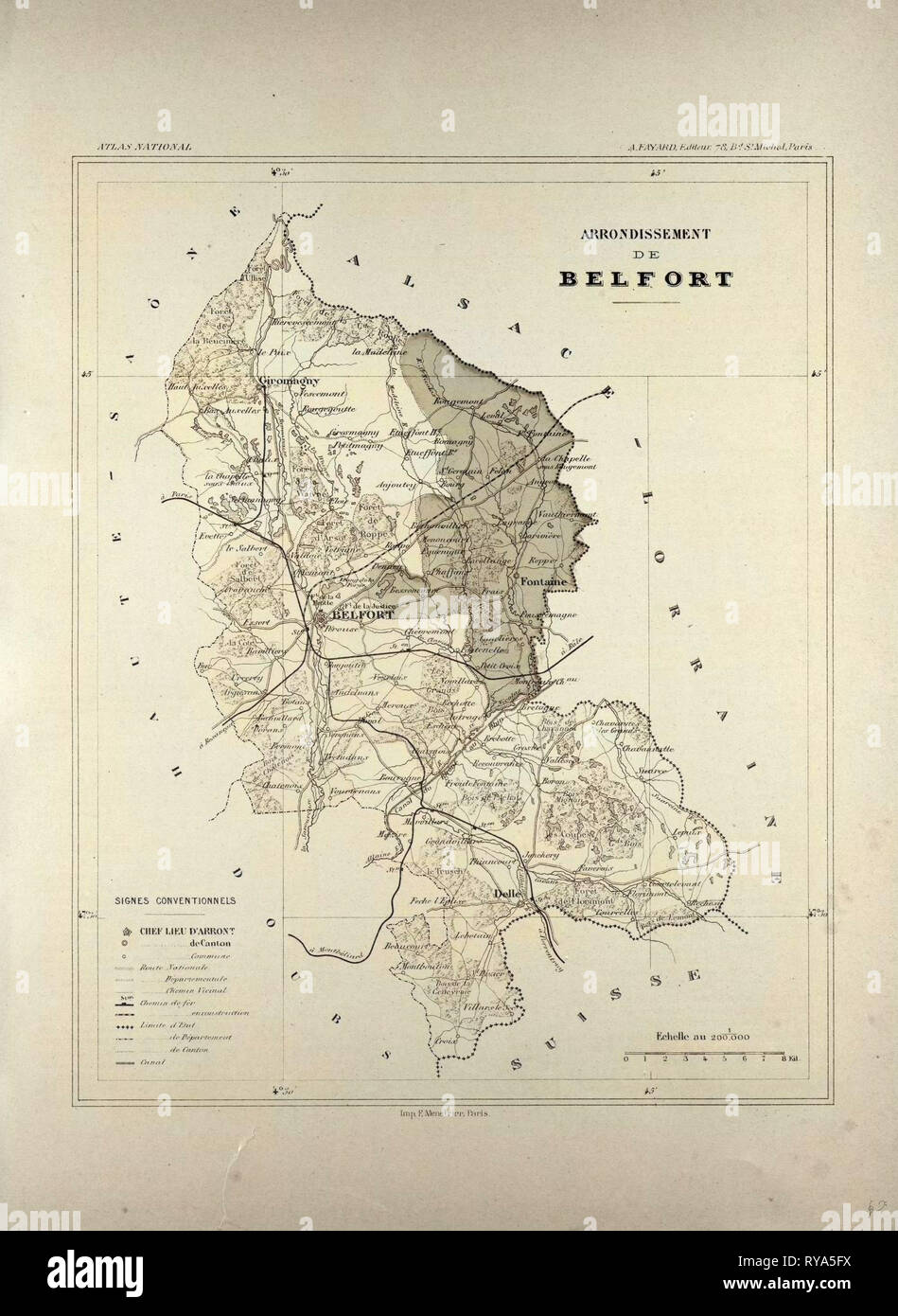 Map of Arrondissement De Belfort France Stock Photo - Alamy
