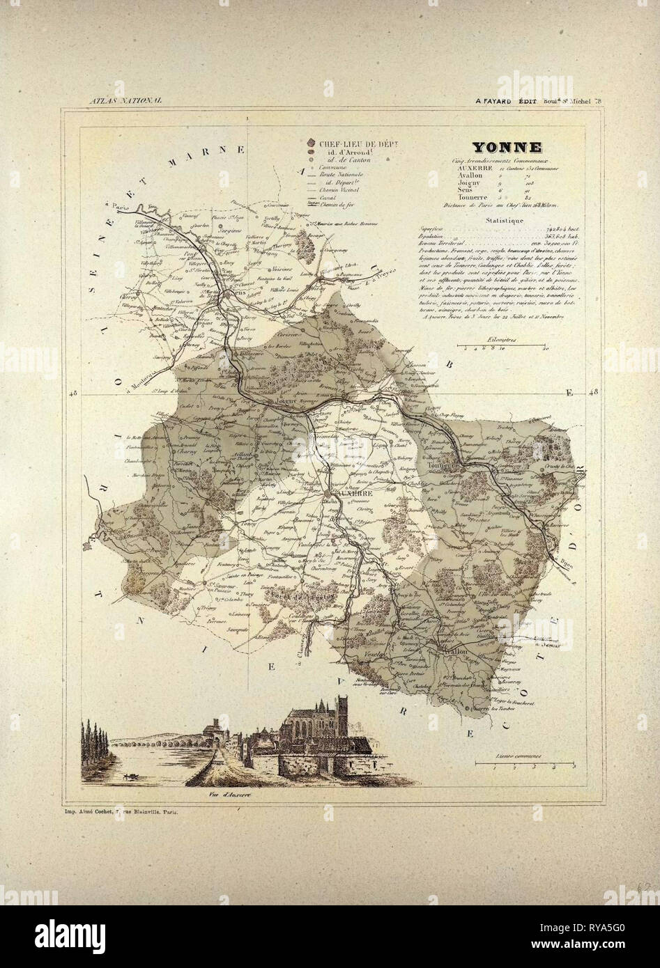 Map of Yonne France Stock Photo - Alamy