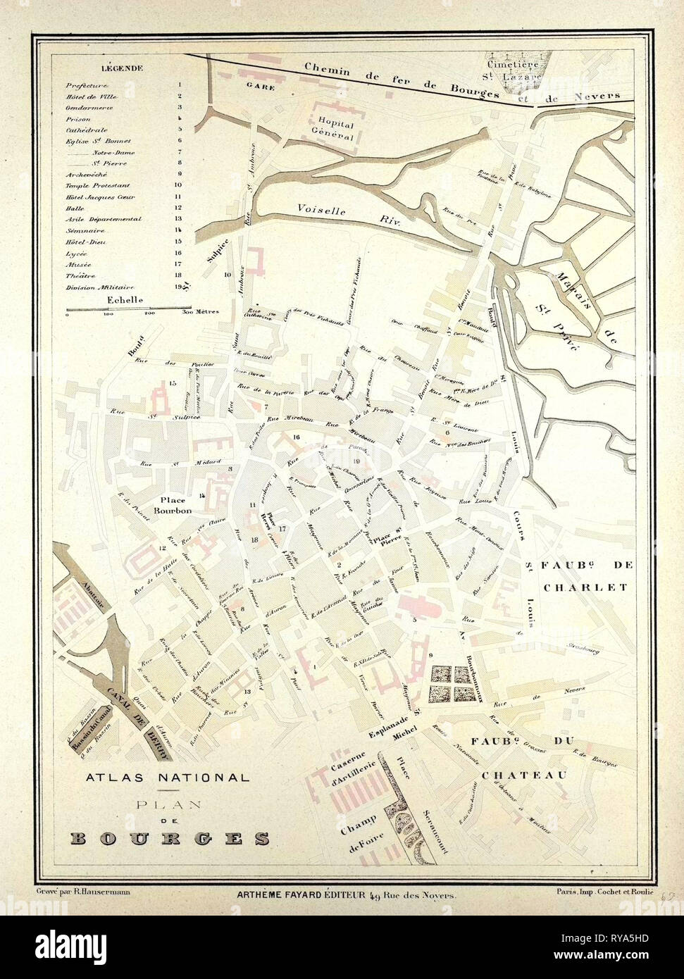 Map of Bourges France Stock Photo - Alamy