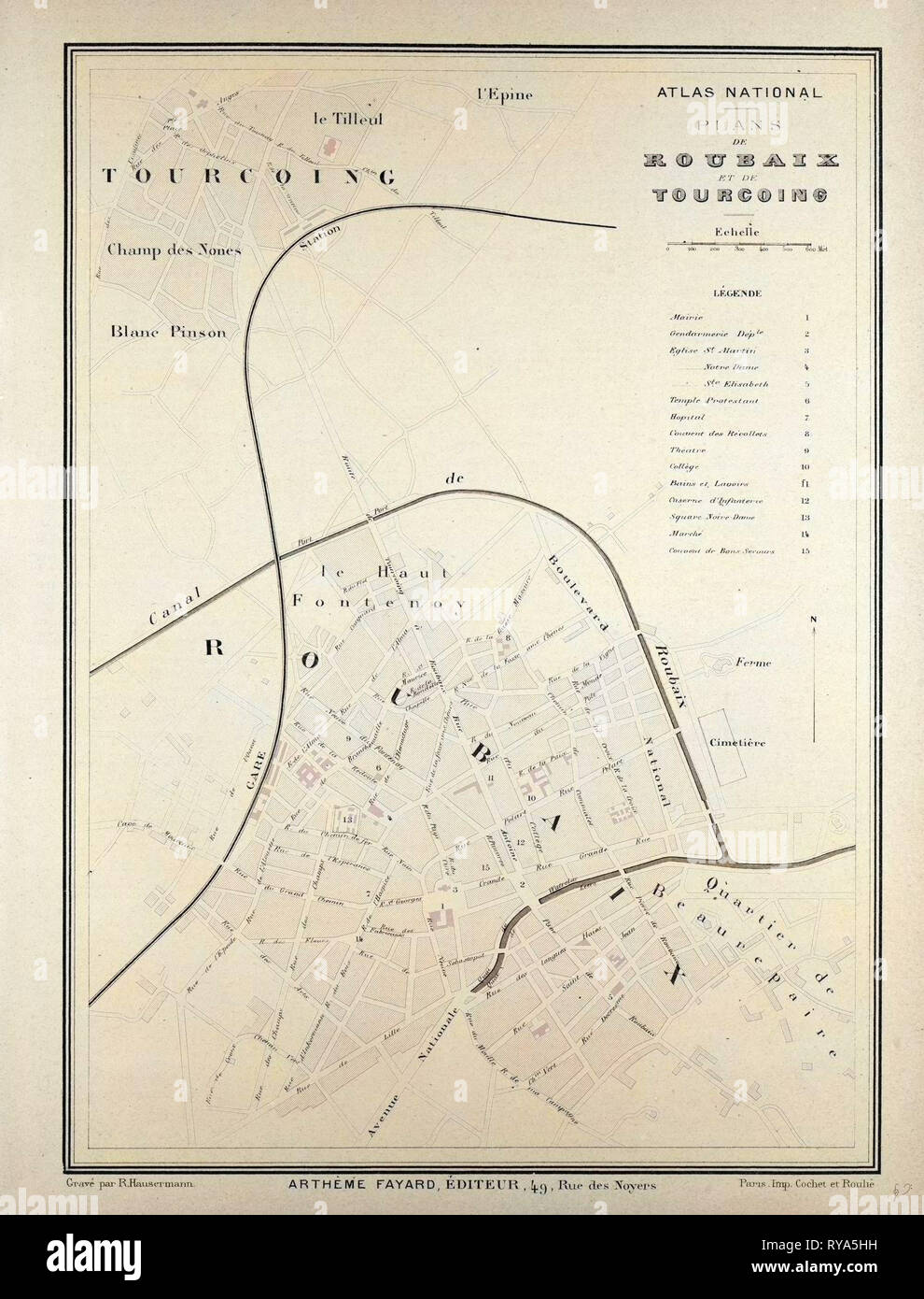 Map of Roubaix and Tourcoing Stock Photo - Alamy