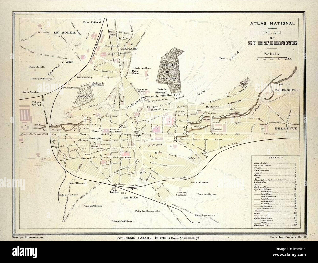 Map of St. Etienne France Stock Photo - Alamy